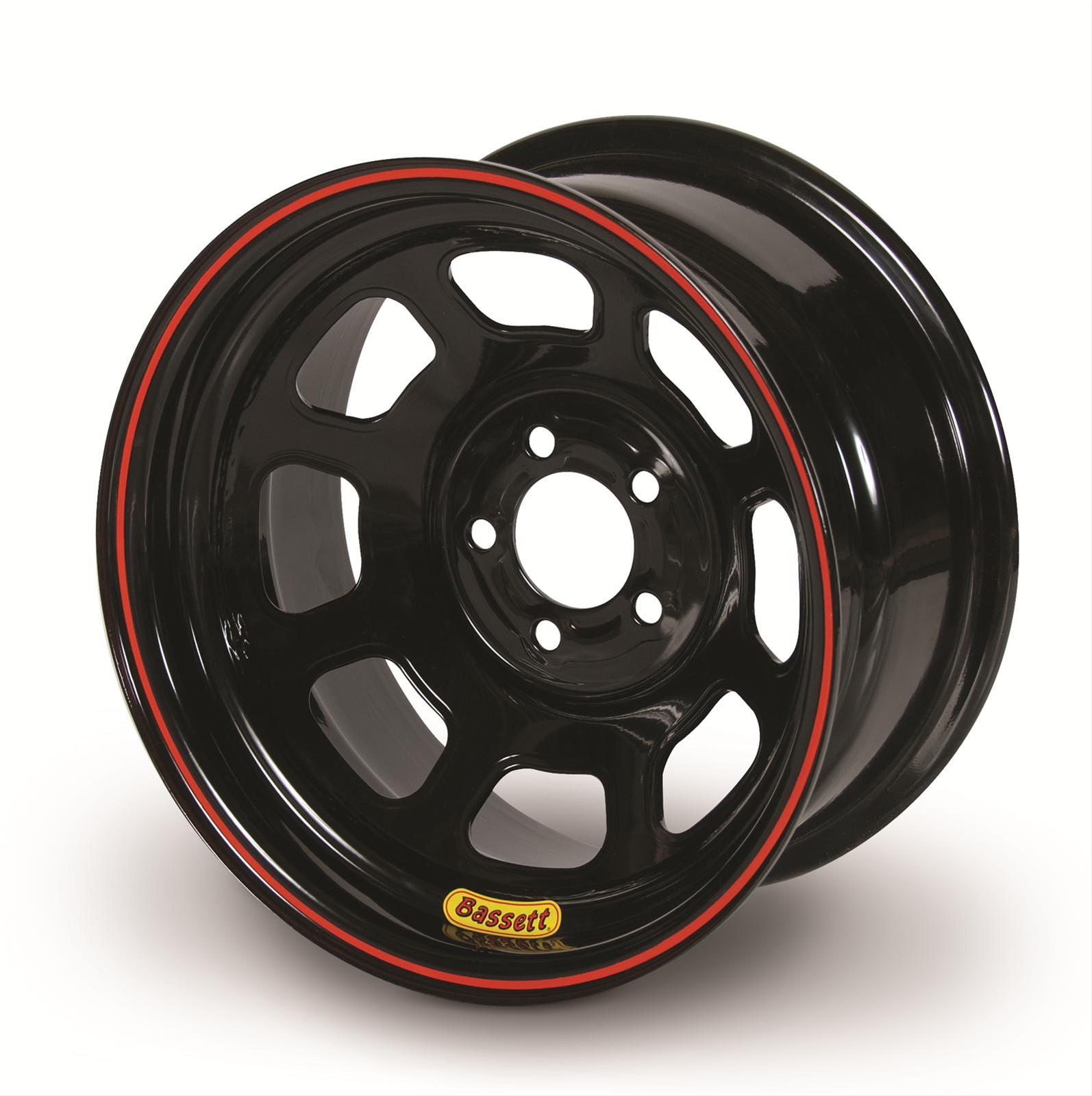 Bassett Eight D Hole Lightweight 14x7 4x100mm Steel 2pc Blk Setof4 Wheels 47sh4