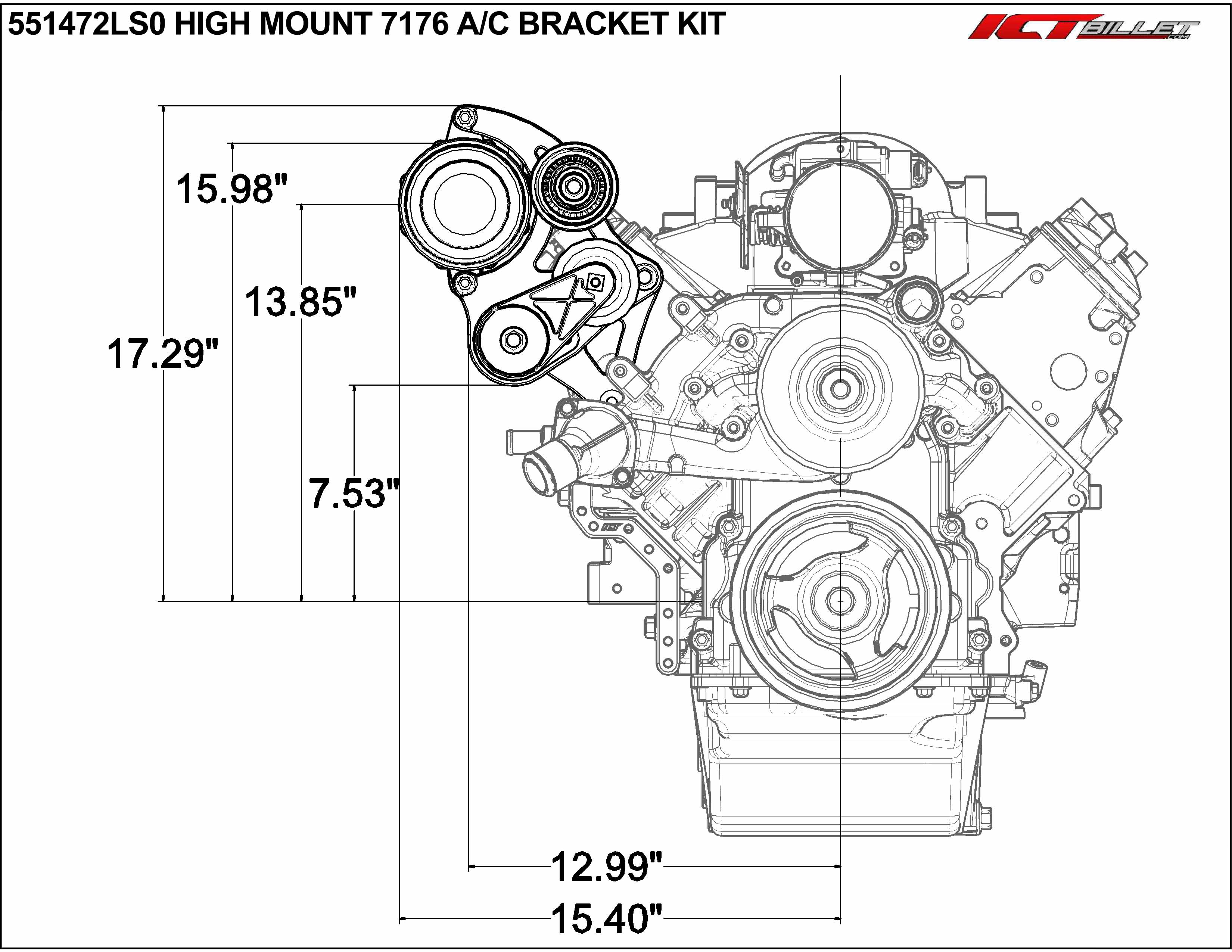 ICT Billet 551472LS0-2 ICT Billet Air Conditioning Compressor Brackets ...