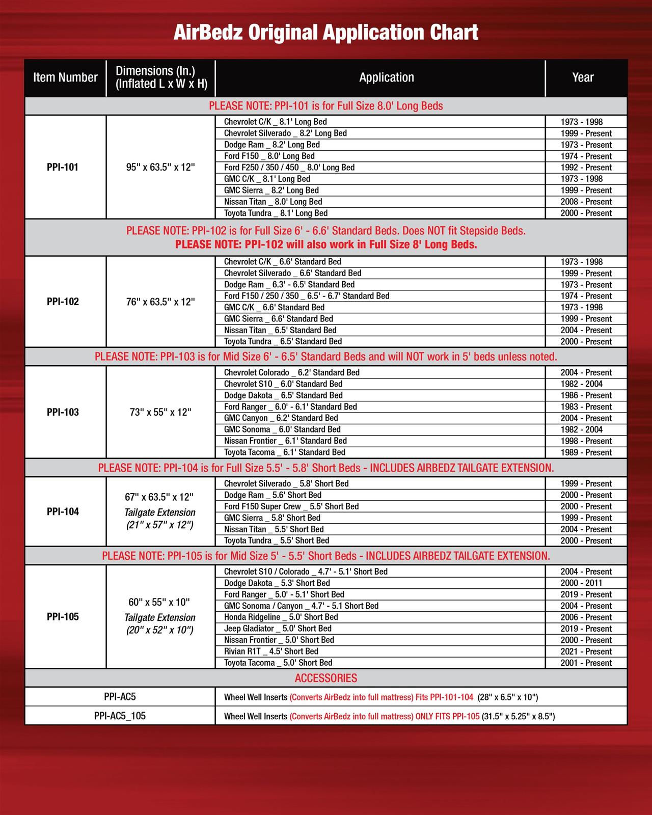 AirBedz PPI-105 AirBedz Original Truck Bed Air Mattresses | Summit Racing