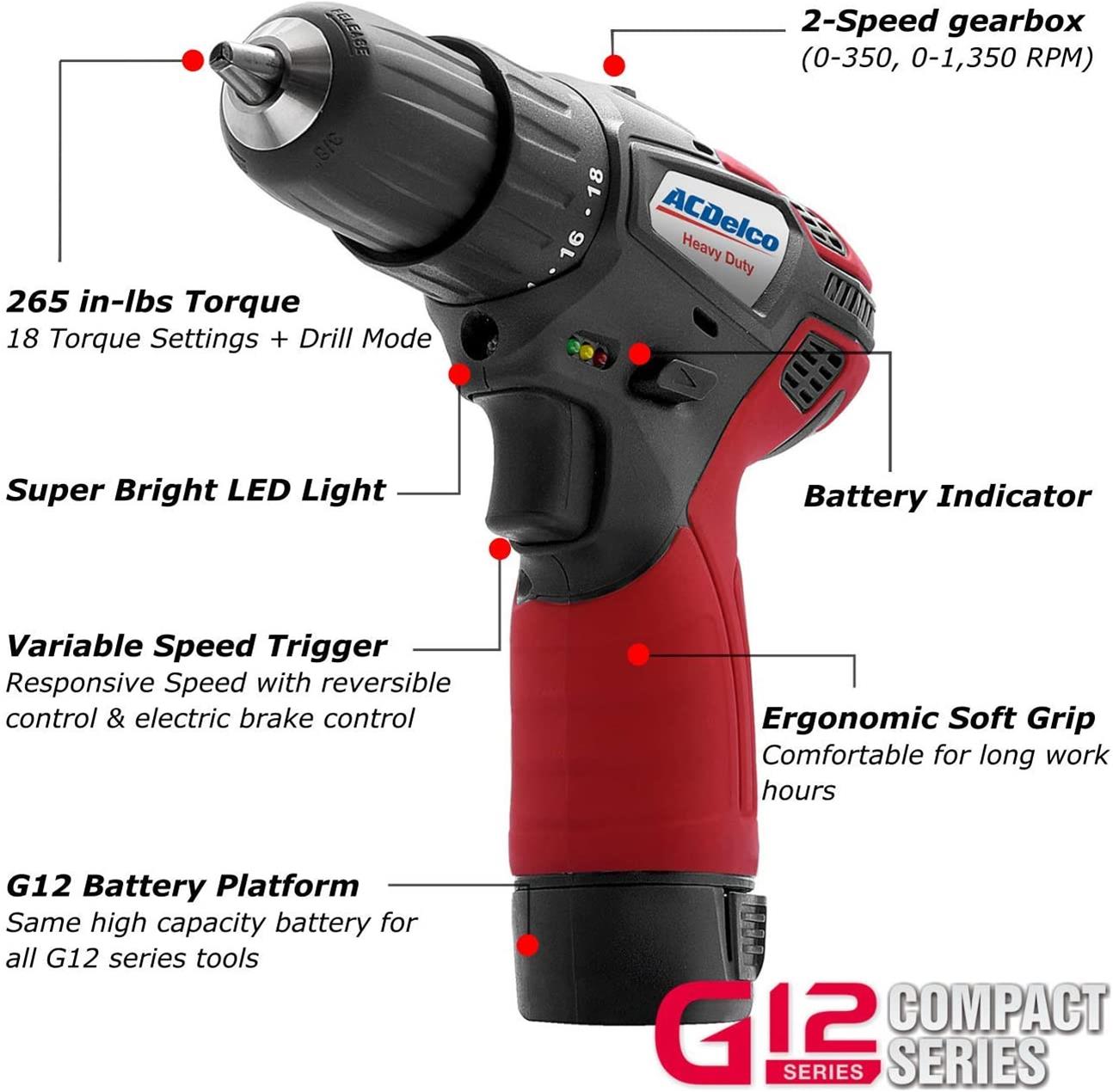 ACDelco Tools ARS1212-K6 ACDelco Tools G12 Series 12 V Cordless Li-ion ...