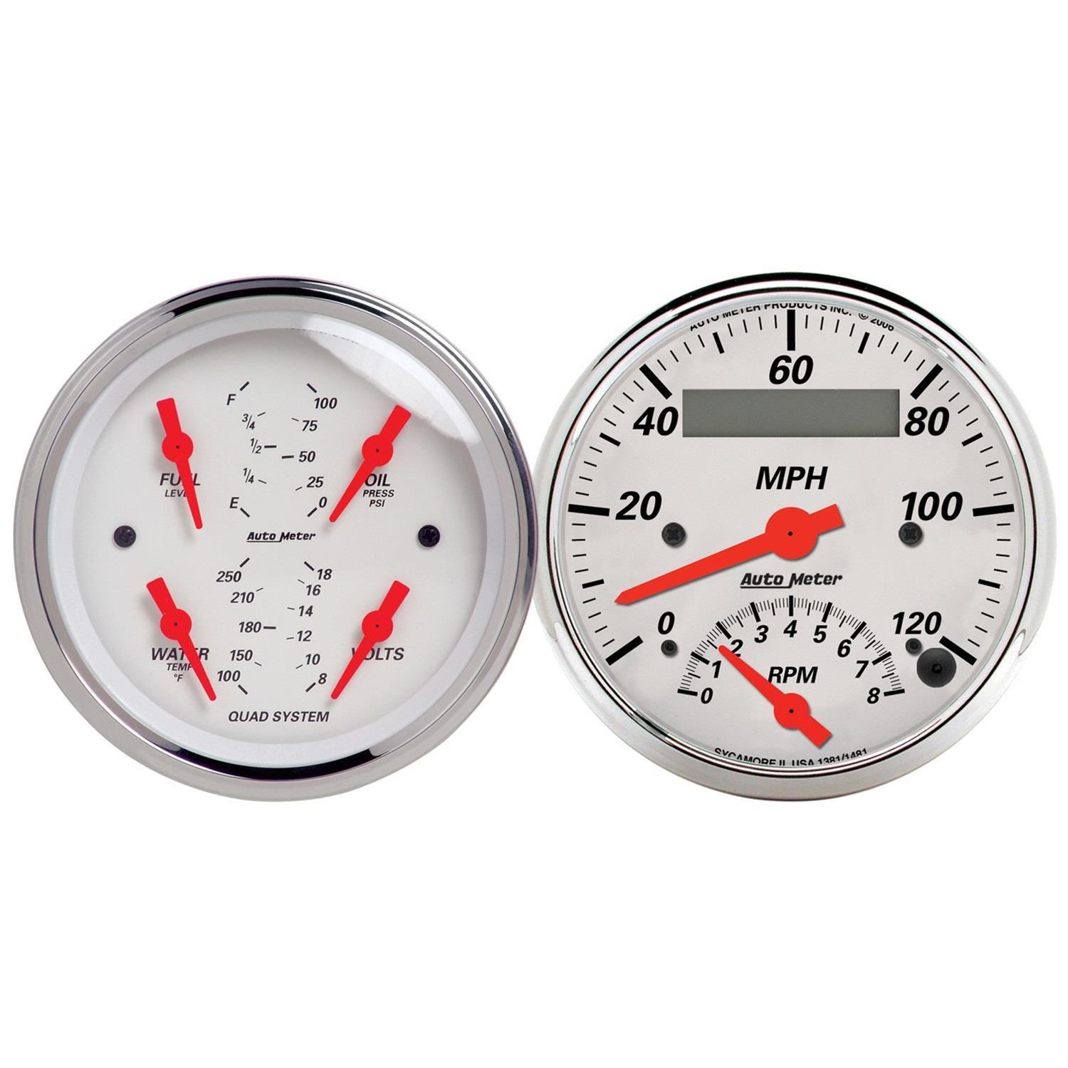 AutoMeter 1309 AutoMeter Arctic White Analog Gauge Kits | Summit Racing