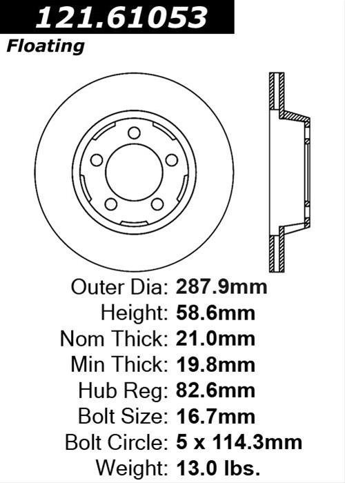 Centric Parts 121.61053 Centric C-Tek Standard Brake Rotors | Summit Racing