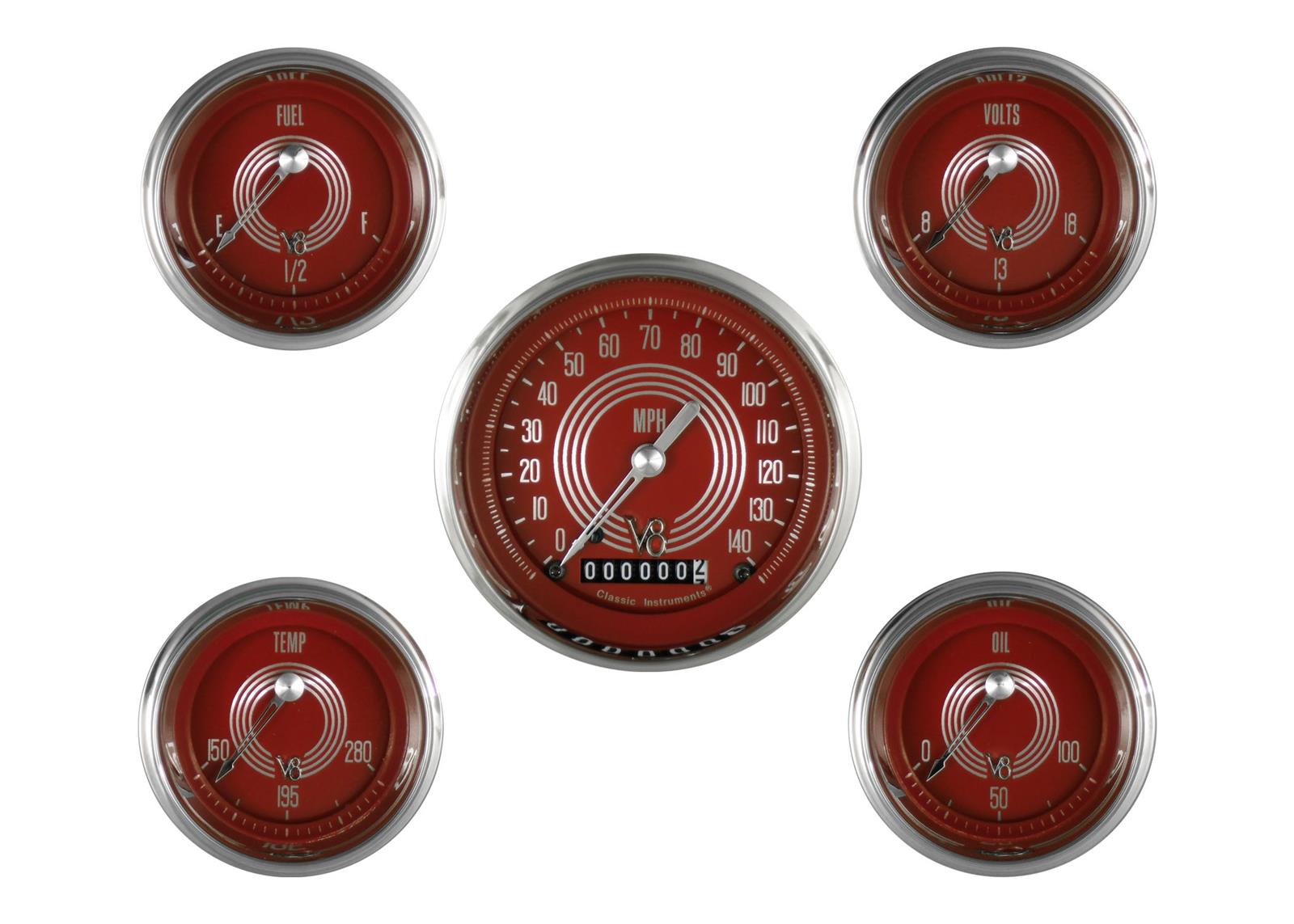 Classic Instruments V8RS00SHC Classic Instruments V8 Red Steelie Series ...