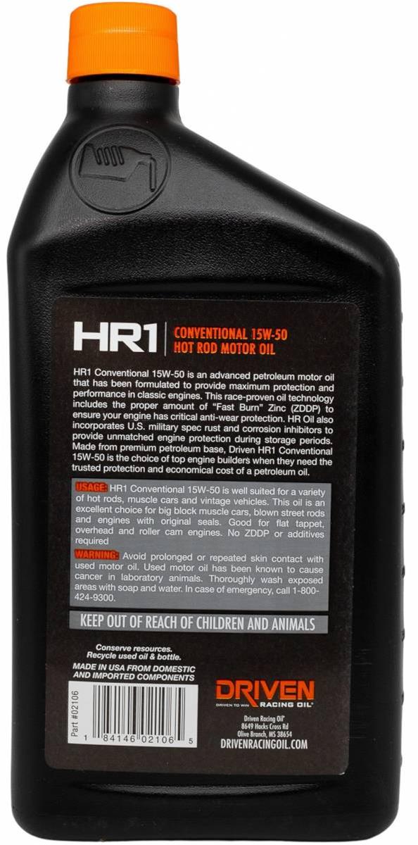 Driven Racing Oil 02106-6 Driven Racing Oil HR1 Conventional High ...