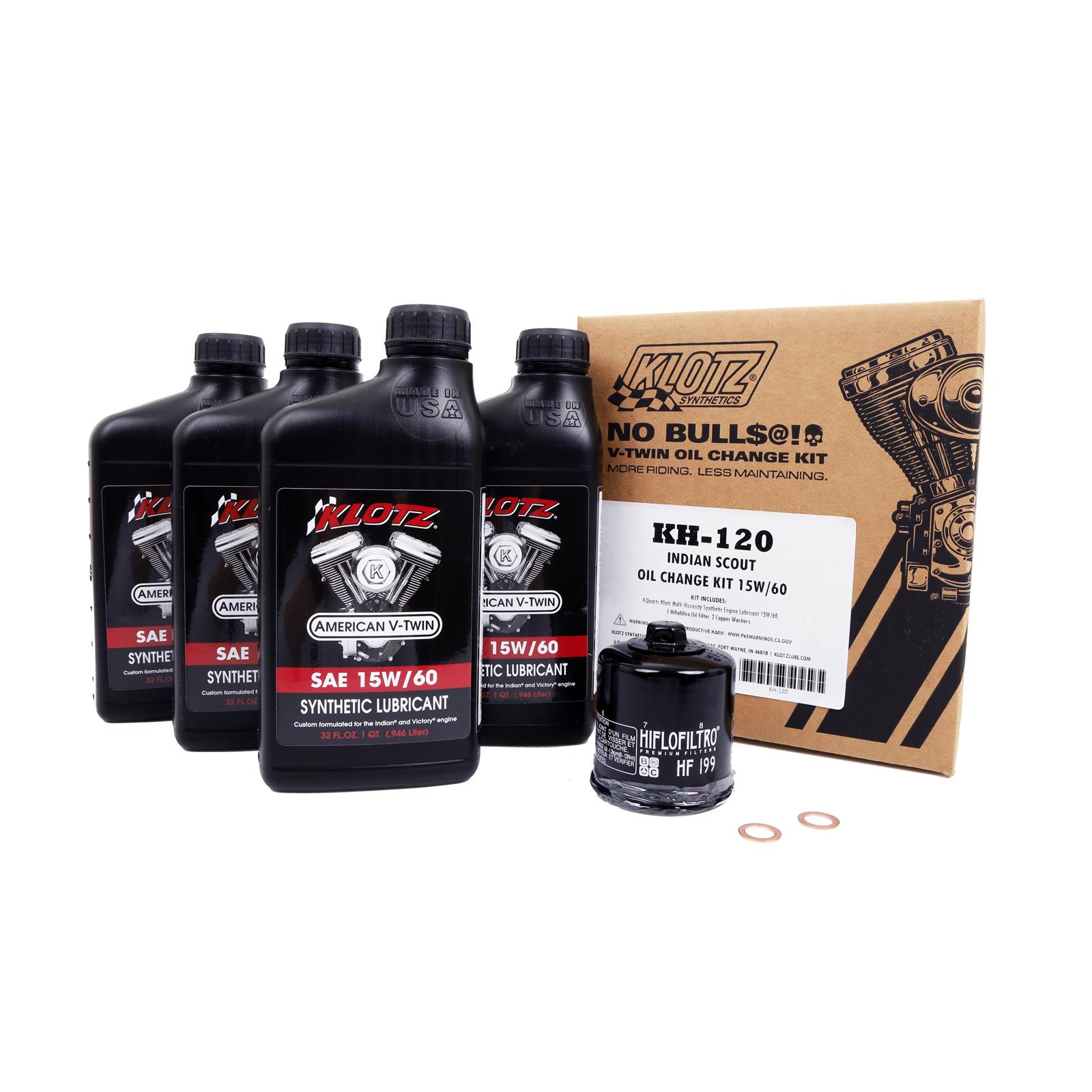 Klotz KH-120 Klotz Synthetic Basic V-Twin Oil Service Kits | Summit Racing
