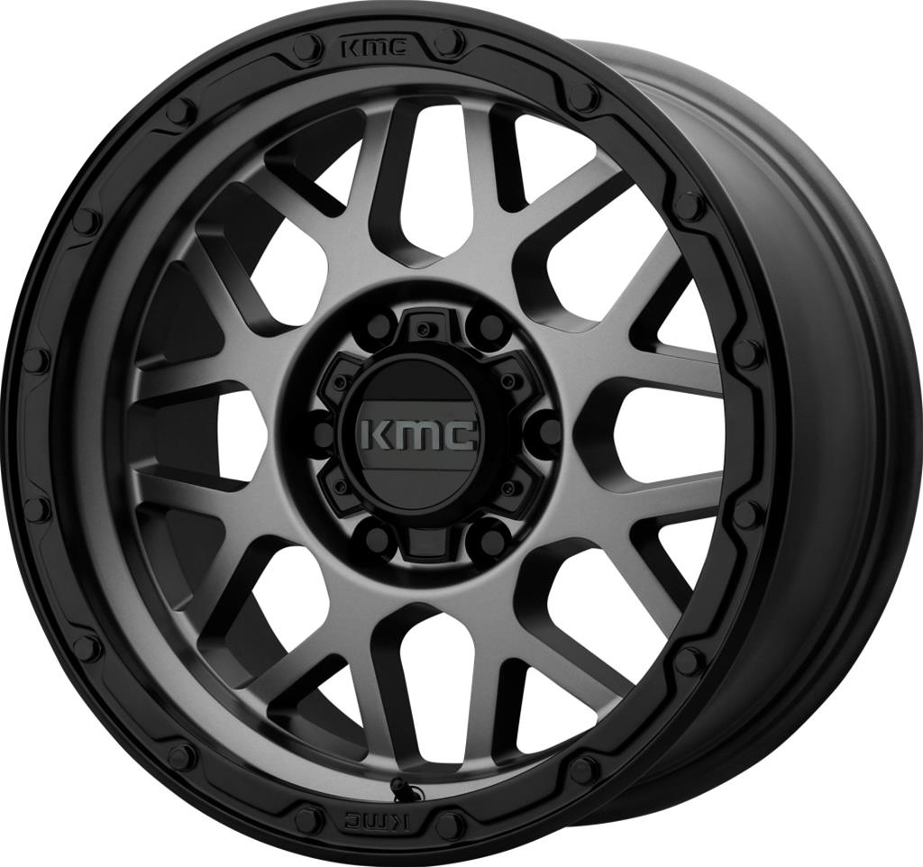 KMC KM535 Grenade Off-Road Matte Gray Wheels with Matte Black Lip ...