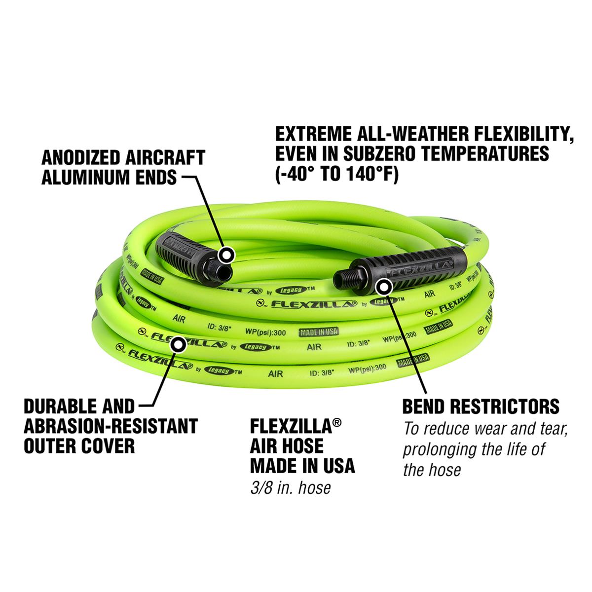 Flexzilla HFZ3825YW2 Flexzilla Air Hoses | Summit Racing