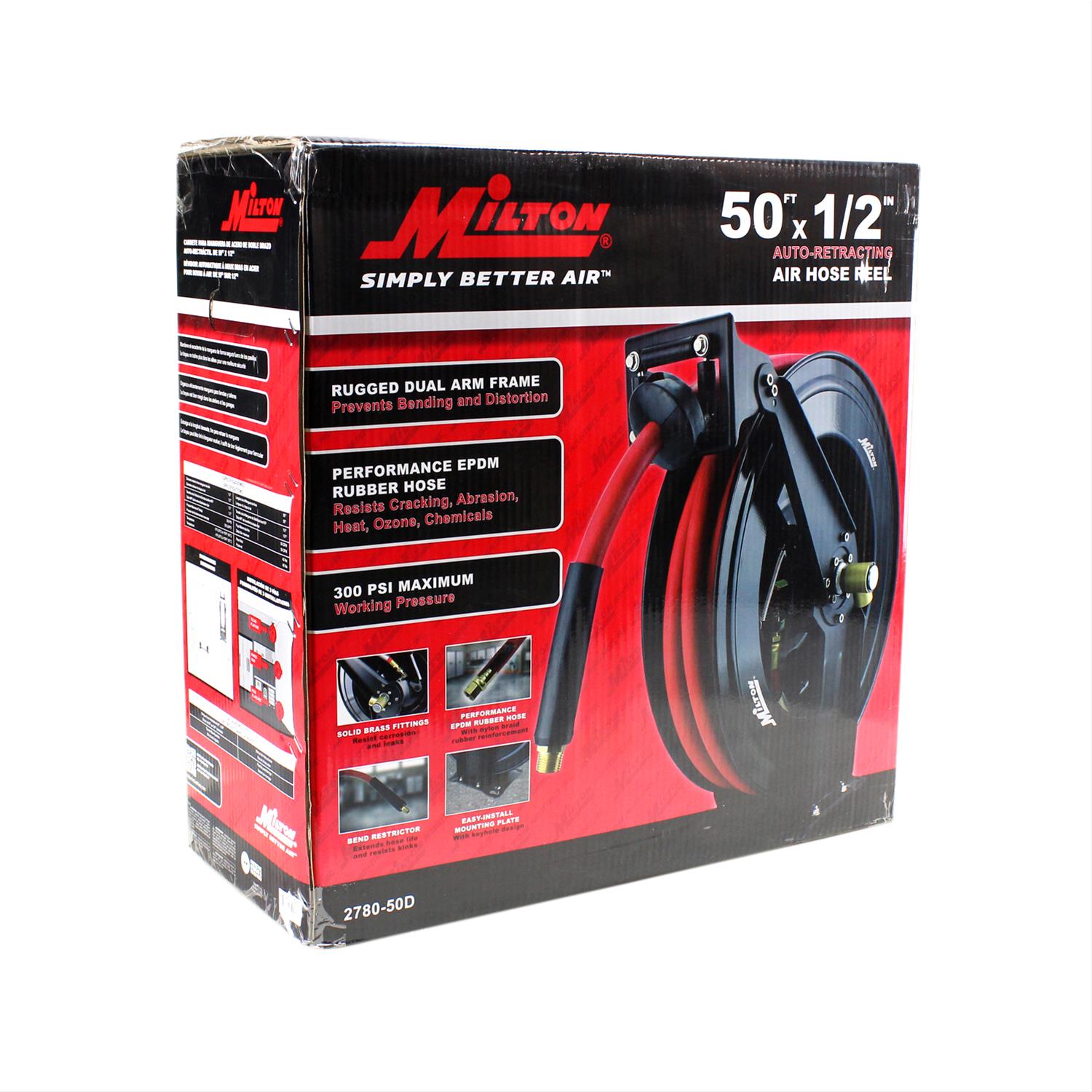Milton Industries 2780-50D Milton Dual-Arm Auto-Retractable Air Hose Reels | Summit Racing