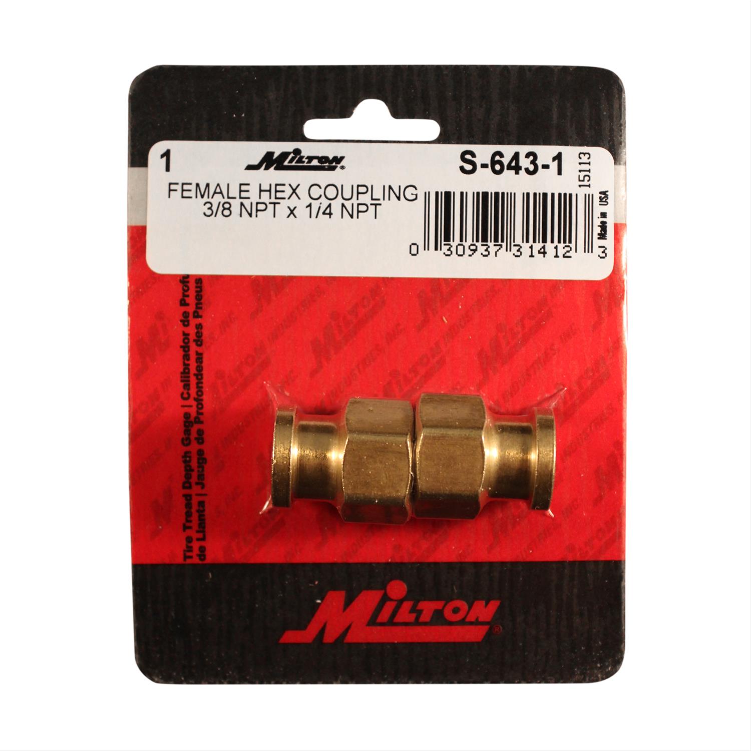 Milton Industries S-643-1 Milton Hex Coupling Fittings | Summit Racing