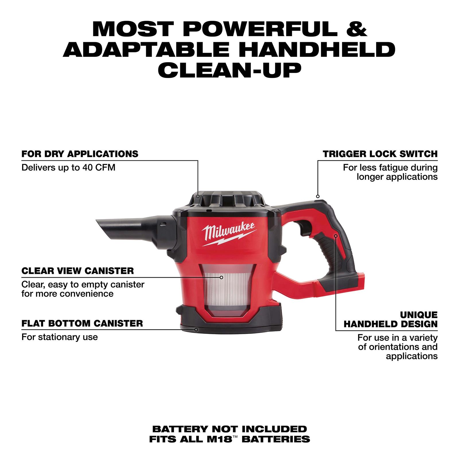 Milwaukee Tool 0882-20 Milwaukee M18 Compact Vacuum Cleaners | Summit ...