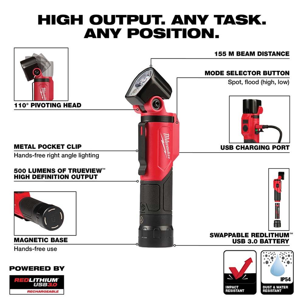 Milwaukee Tool 2113-21 Milwaukee USB Rechargeable Pivoting Flashlights ...