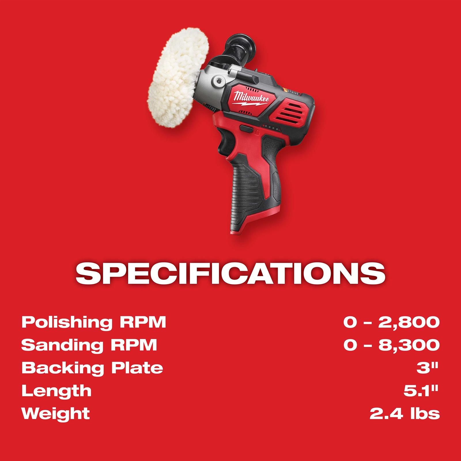 Milwaukee Tool 2438-20 Milwaukee M12 Variable Speed Polishers/Sanders ...