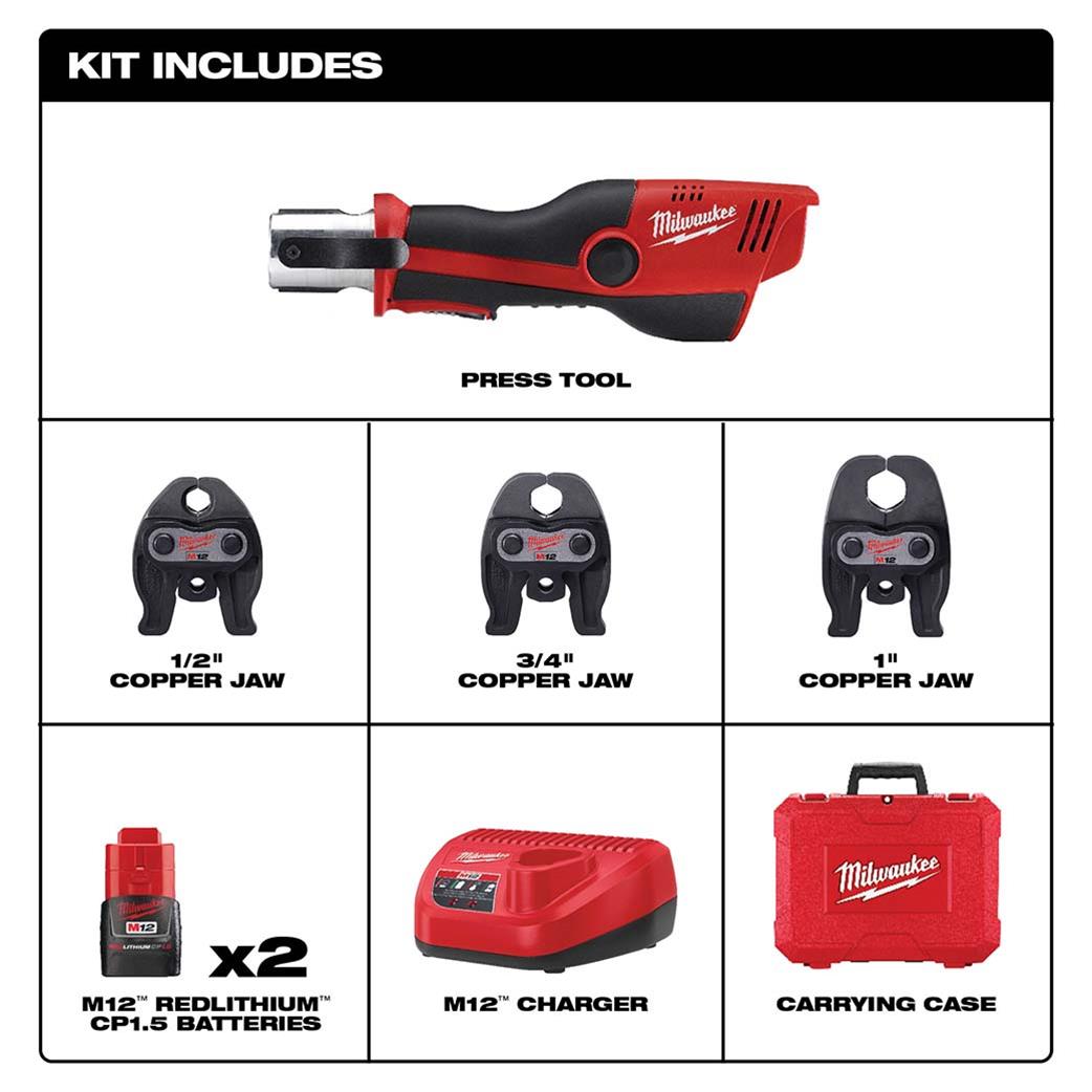 Milwaukee Tool 2473-22 Milwaukee M12 FORCE LOGIC Press Tool Kit with ...