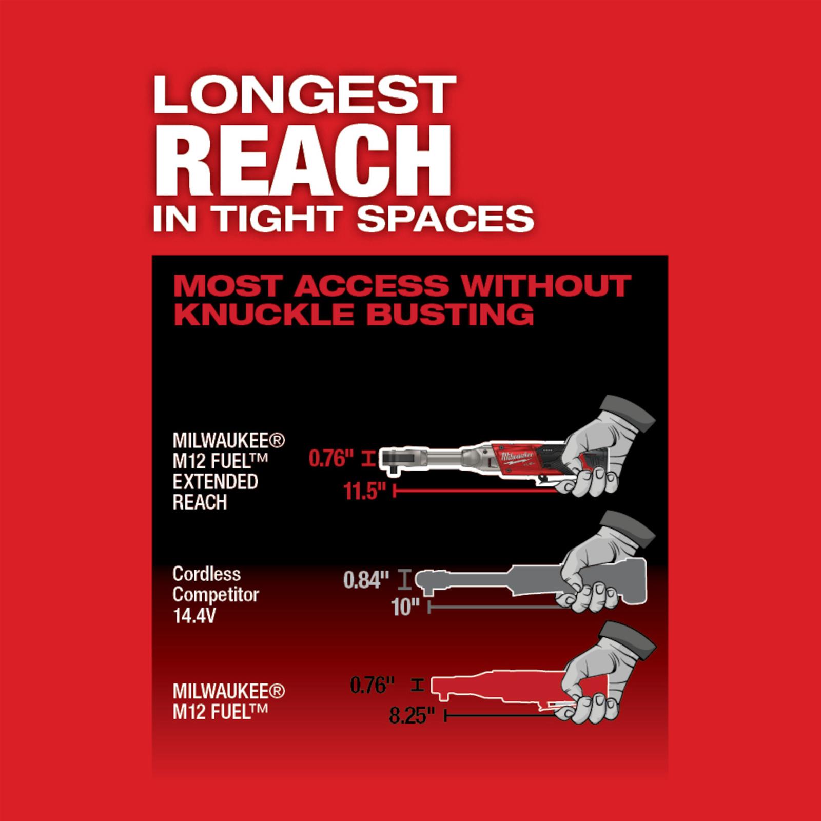 Milwaukee Tool 2560-20 Milwaukee M12 FUEL Extended Reach Ratchets ...
