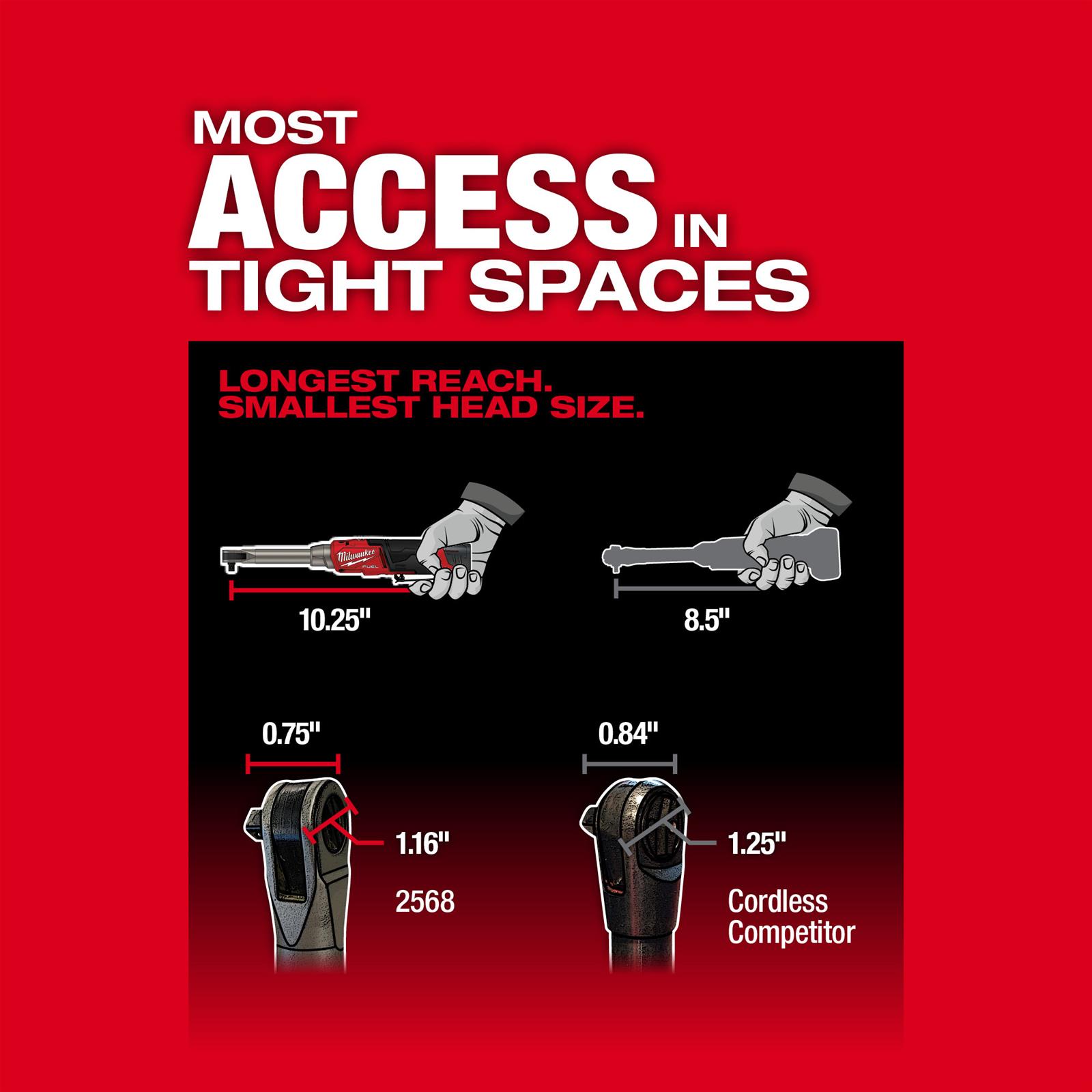 Milwaukee Tool 2568-20 Milwaukee M12 FUEL 1/4 in. Extended-Reach High ...