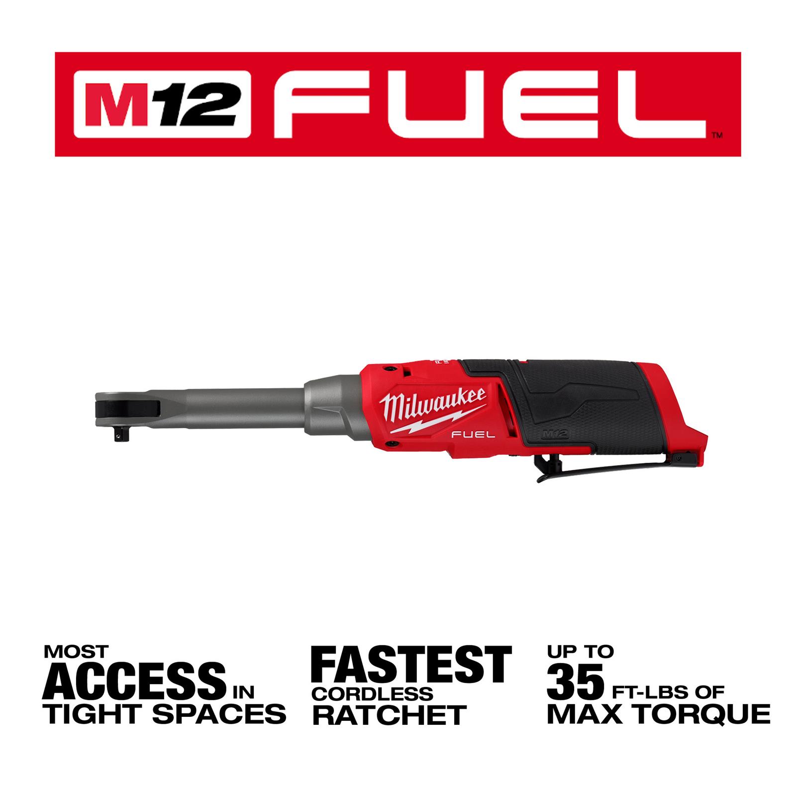 Milwaukee Tool 2569-20 Milwaukee M12 FUEL 3/8 in. Extended Reach High-Speed Ratchets | Summit Racing