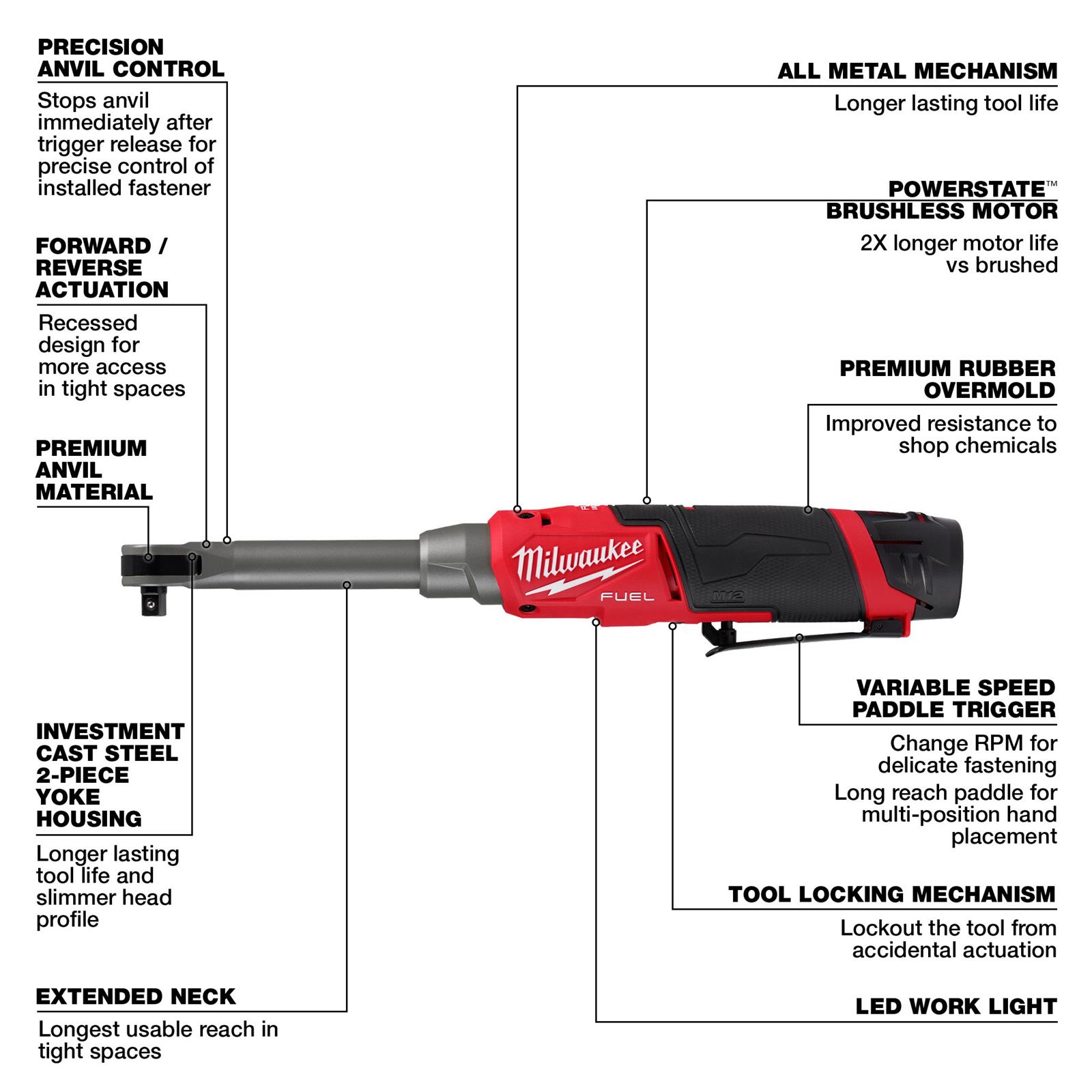 Milwaukee Tool 2569-21 Milwaukee M12 FUEL 3/8 in. Extended Reach High ...