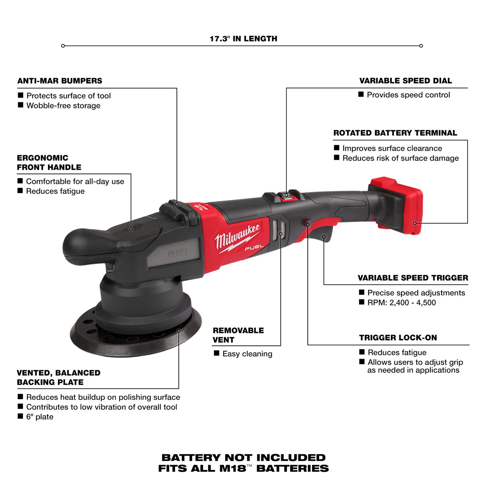 Milwaukee Tool 2685-20 Milwaukee M18 FUEL Variable Speed Polishers ...