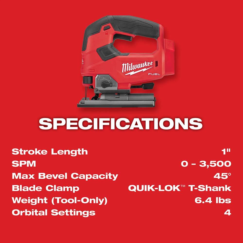 Milwaukee Tool 2737-20 Milwaukee M18 FUEL D-Handle Jig Saws | Summit Racing