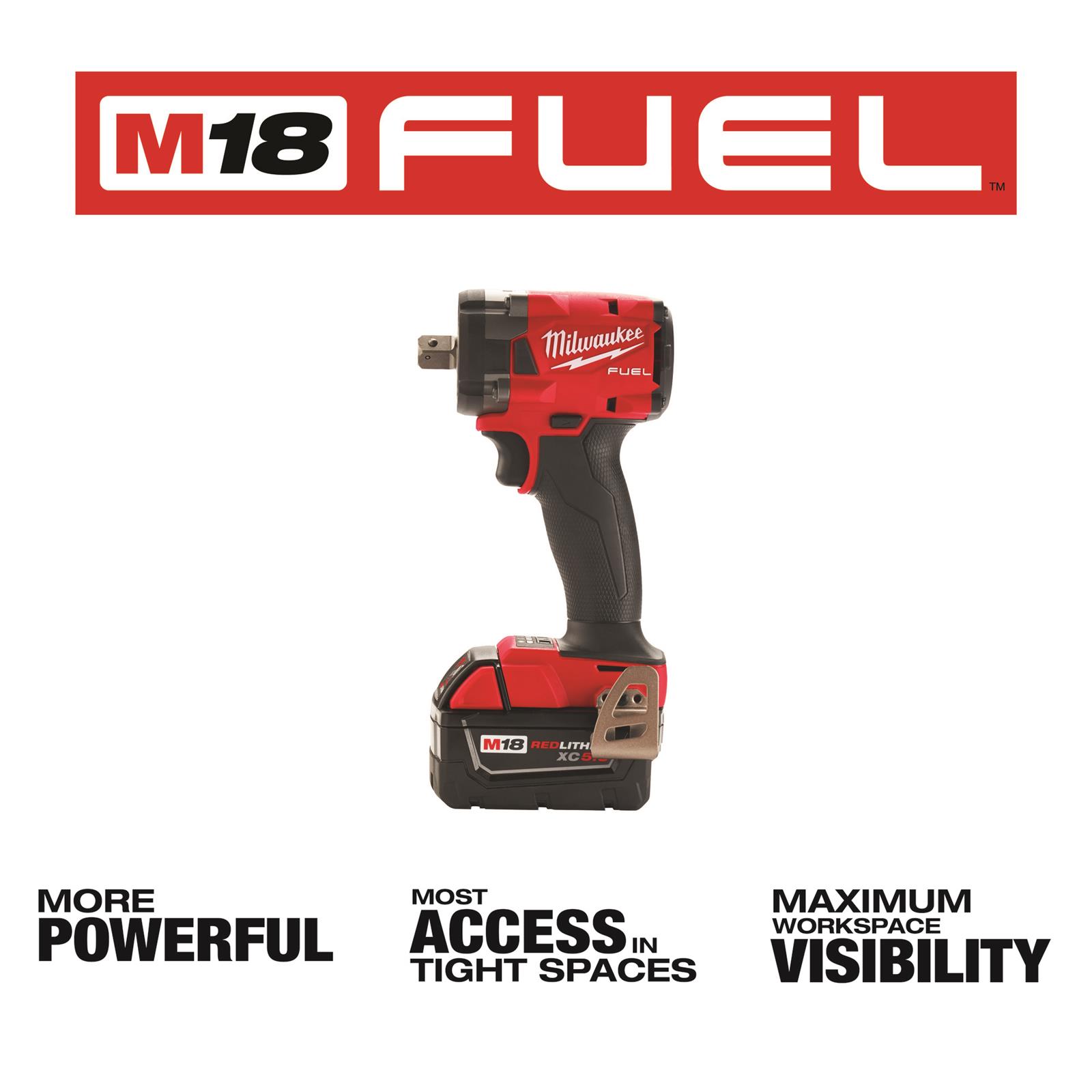 Milwaukee Tool 2855P-22R Milwaukee M18 FUEL 1/2 in. Compact Impact ...