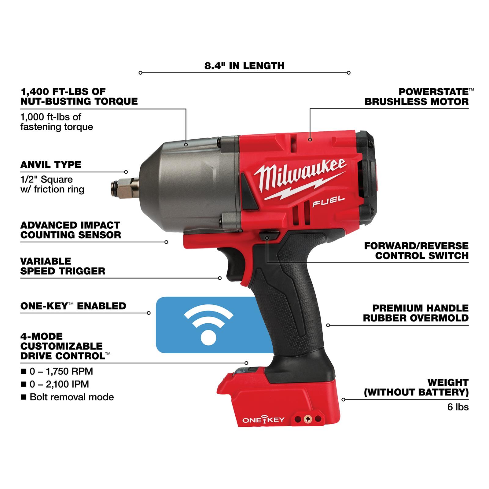 Milwaukee Tool 2863-20 Milwaukee M18 FUEL ONE-KEY High-Torque 1/2 in ...