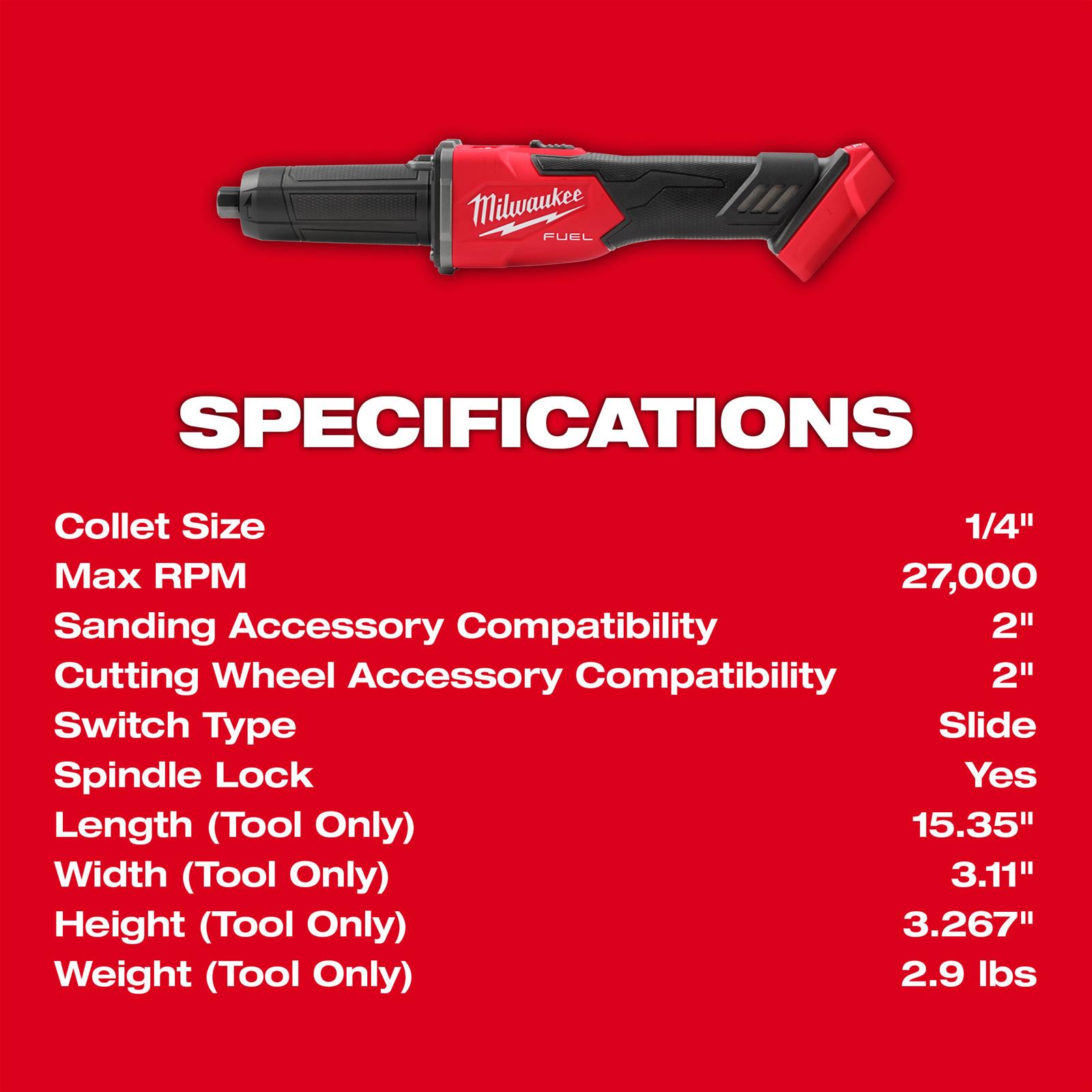 Milwaukee Tool 2939-20 Milwaukee M18 FUEL Braking Die Grinders with ...