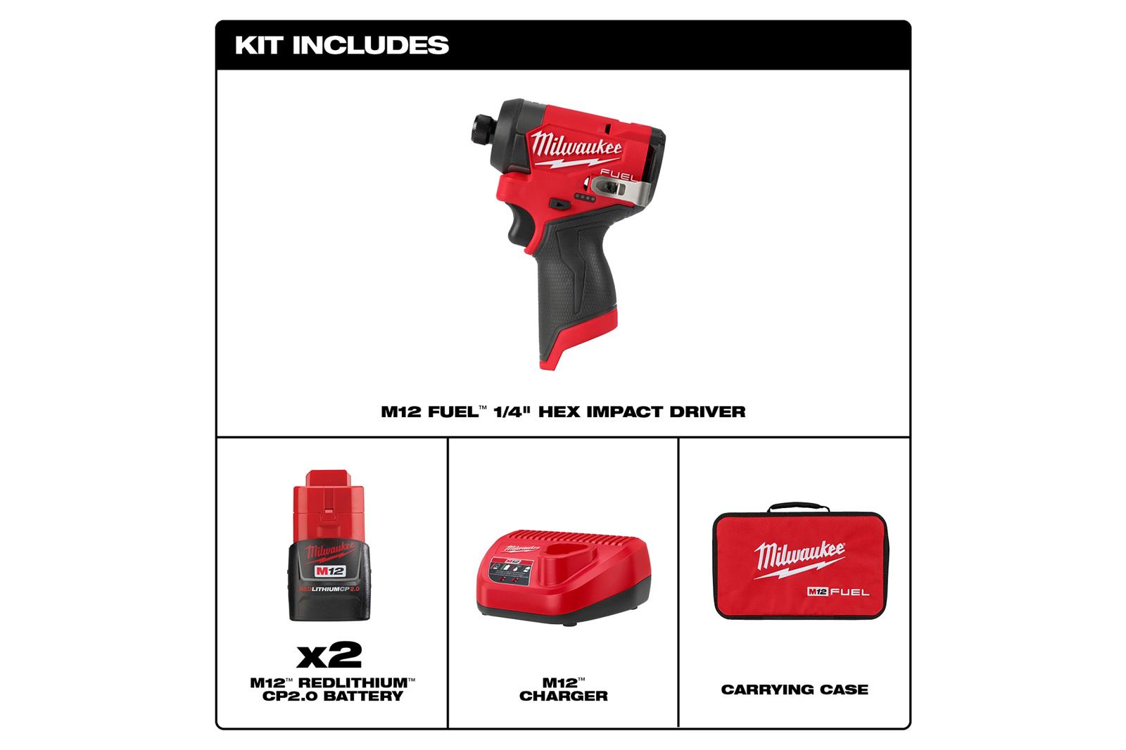 Milwaukee Tool 3453-22 Milwaukee M12 FUEL 1/4 in. Hex Impact Drivers ...