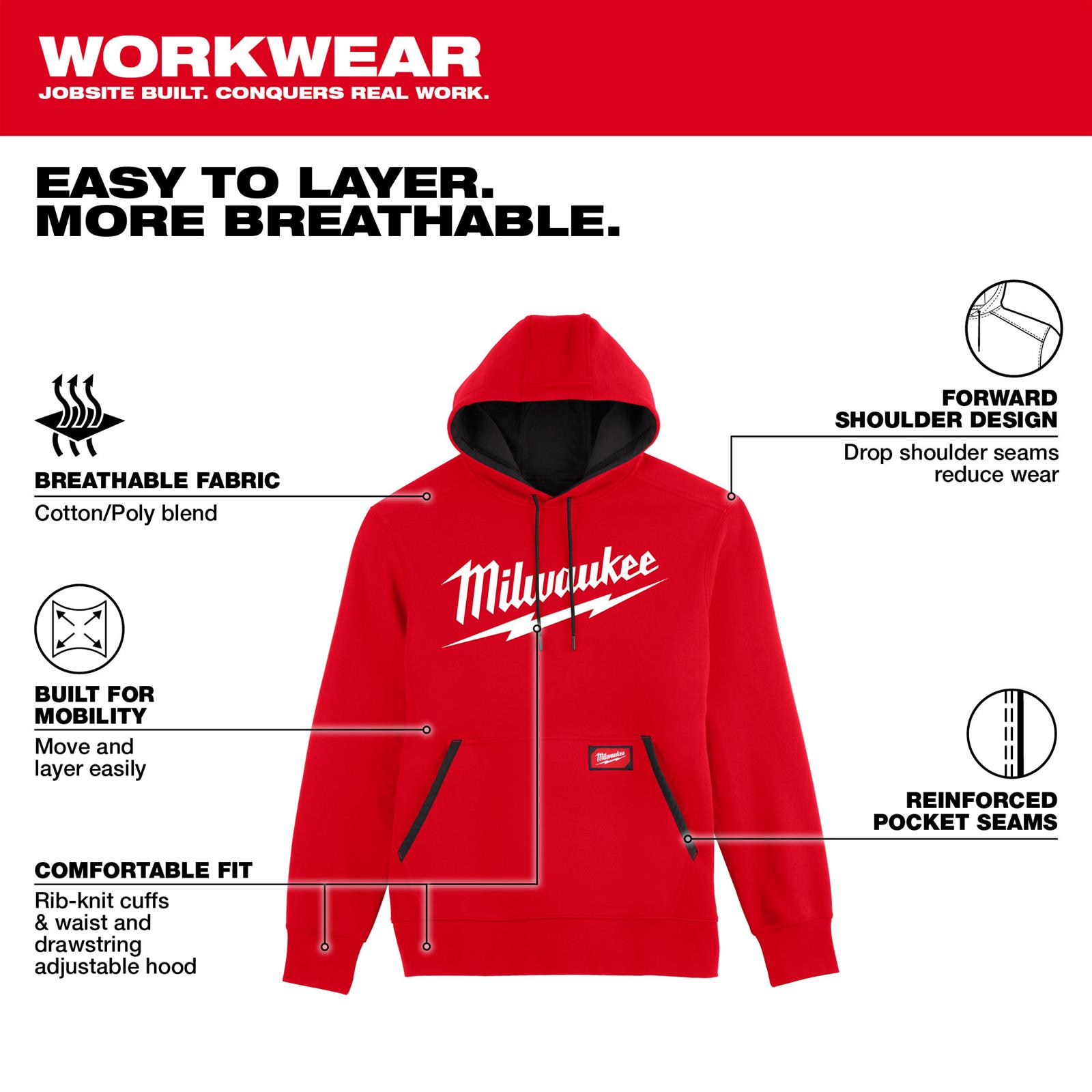 Milwaukee Tool 352R-S Milwaukee Midweight Pullover Hoodies | Summit Racing