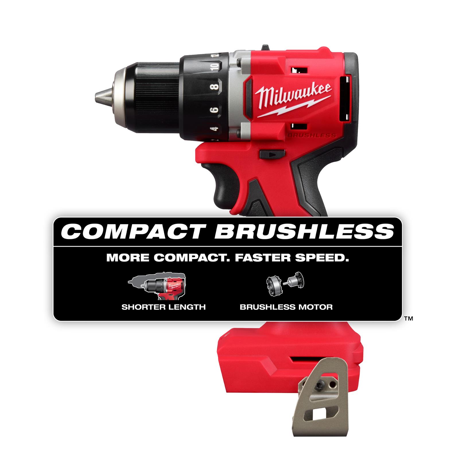 Milwaukee Tool 3601-20 Milwaukee M18 Compact Brushless 1/2 in. Drill ...