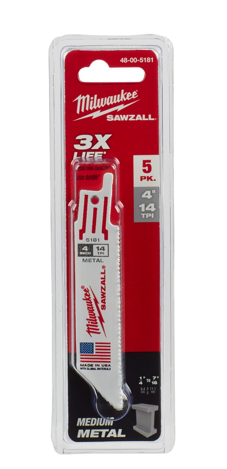Milwaukee Tool 48-00-5181 Milwaukee SAWZALL Standard Metal Blades ...