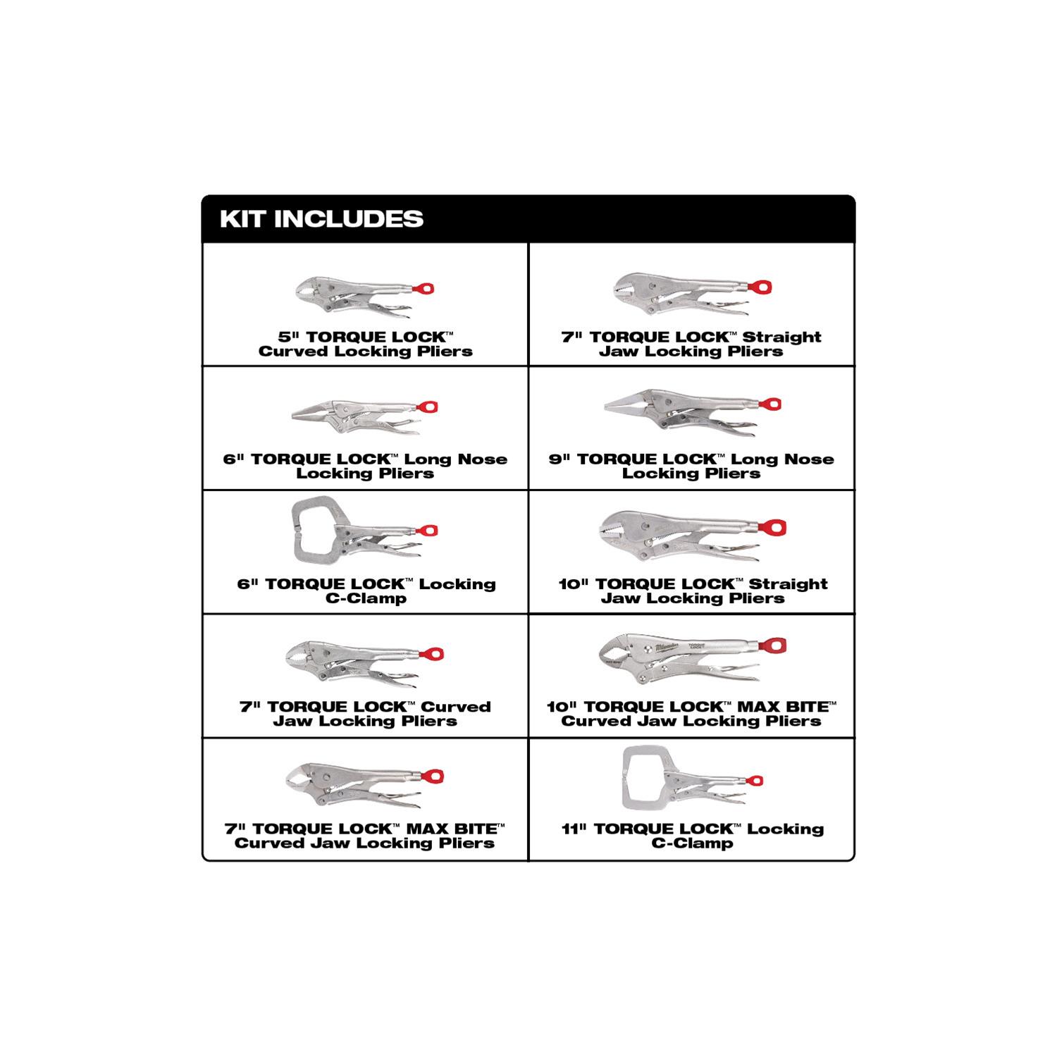 Milwaukee Tool 48-22-3690 Milwaukee TORQUE LOCK 10-Piece Locking Plier ...