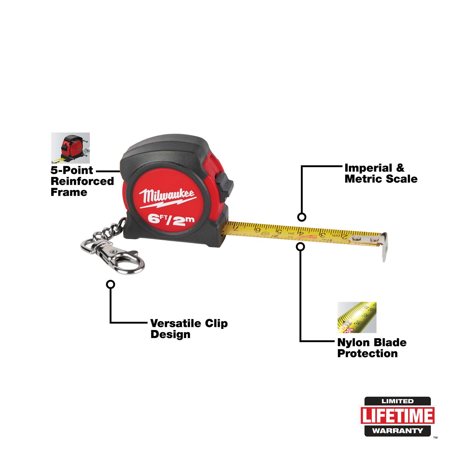 Milwaukee Tool 48-22-5506 Milwaukee Keychain Tape Measures | Summit Racing