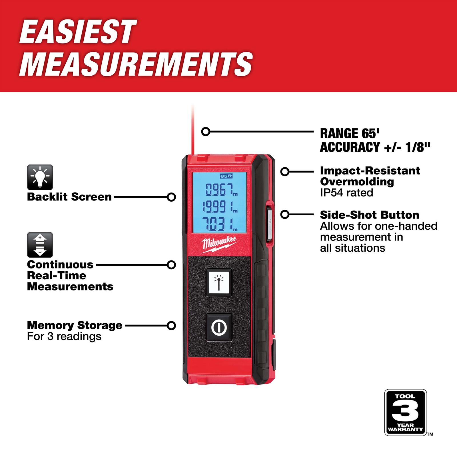 Milwaukee Tool 48-22-9801 Milwaukee 65-ft. Laser Distance Meters ...