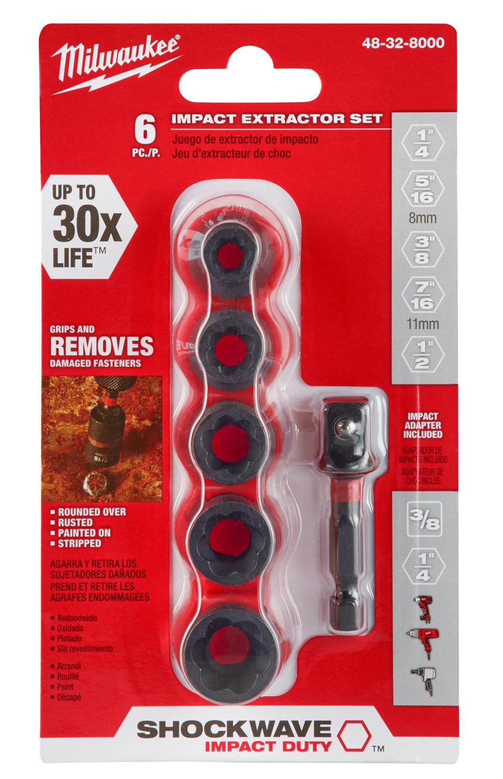 Milwaukee Tool 48-32-8000 Milwaukee Shockwave Impact Extractor Sets ...