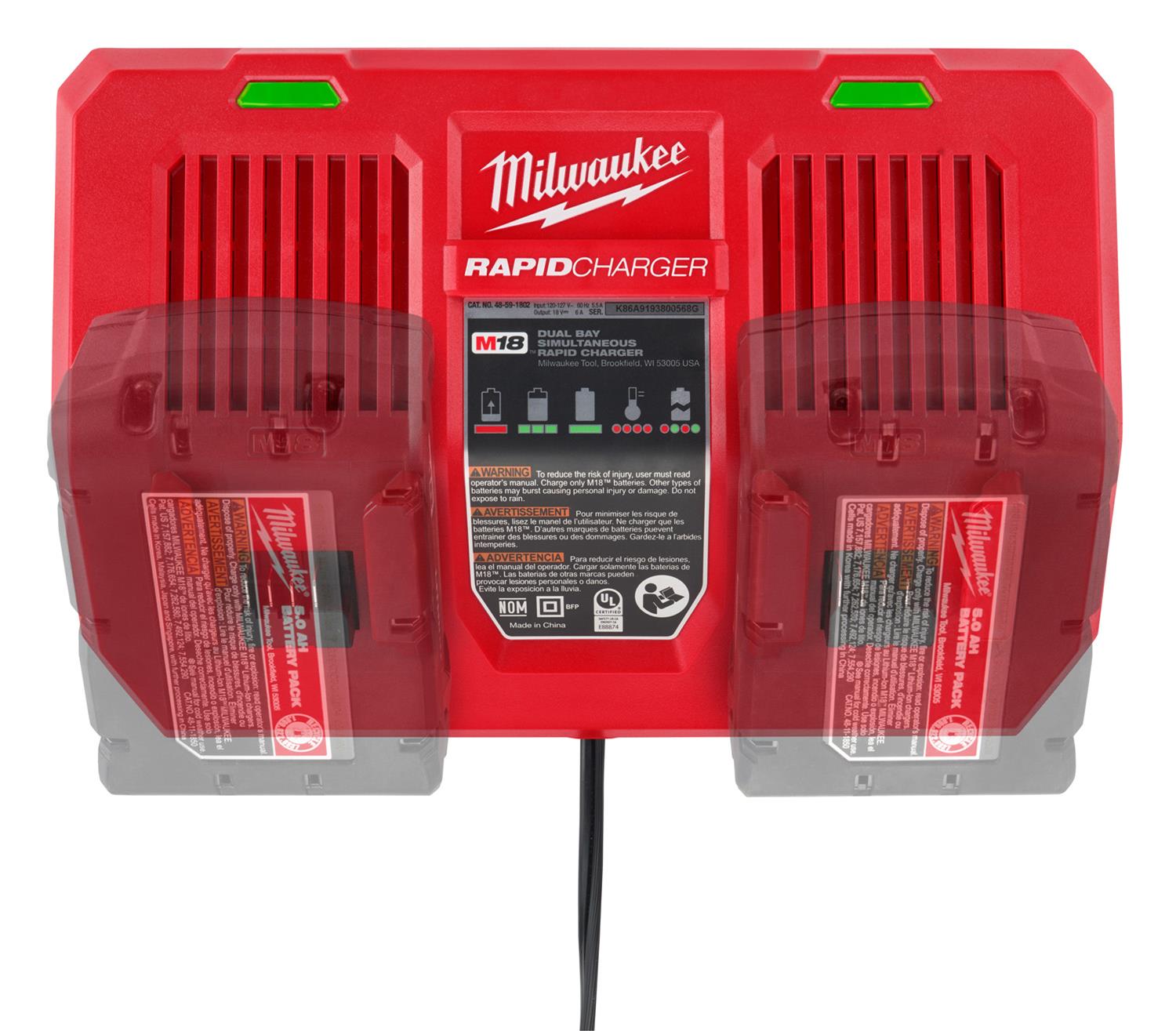 Milwaukee Tool 48-59-1802 Milwaukee Dual-Bay Simultaneous Rapid ...