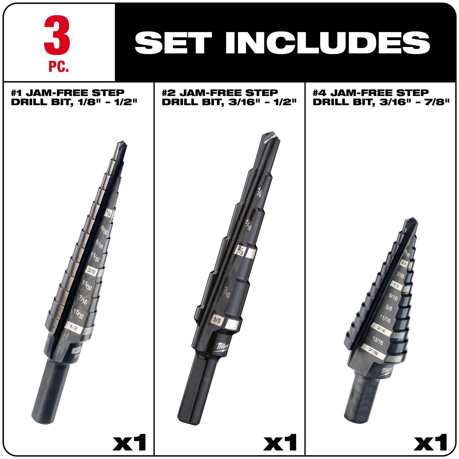 Milwaukee Tool 48-89-9221 Milwaukee Jam-Free Step Drill Bit Sets | Summit Racing