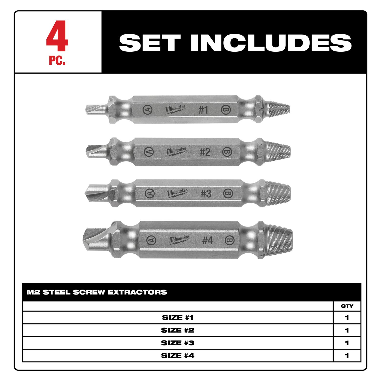 Milwaukee Tool 49-57-9001 Milwaukee M2 Steel Screw Extractor Sets ...
