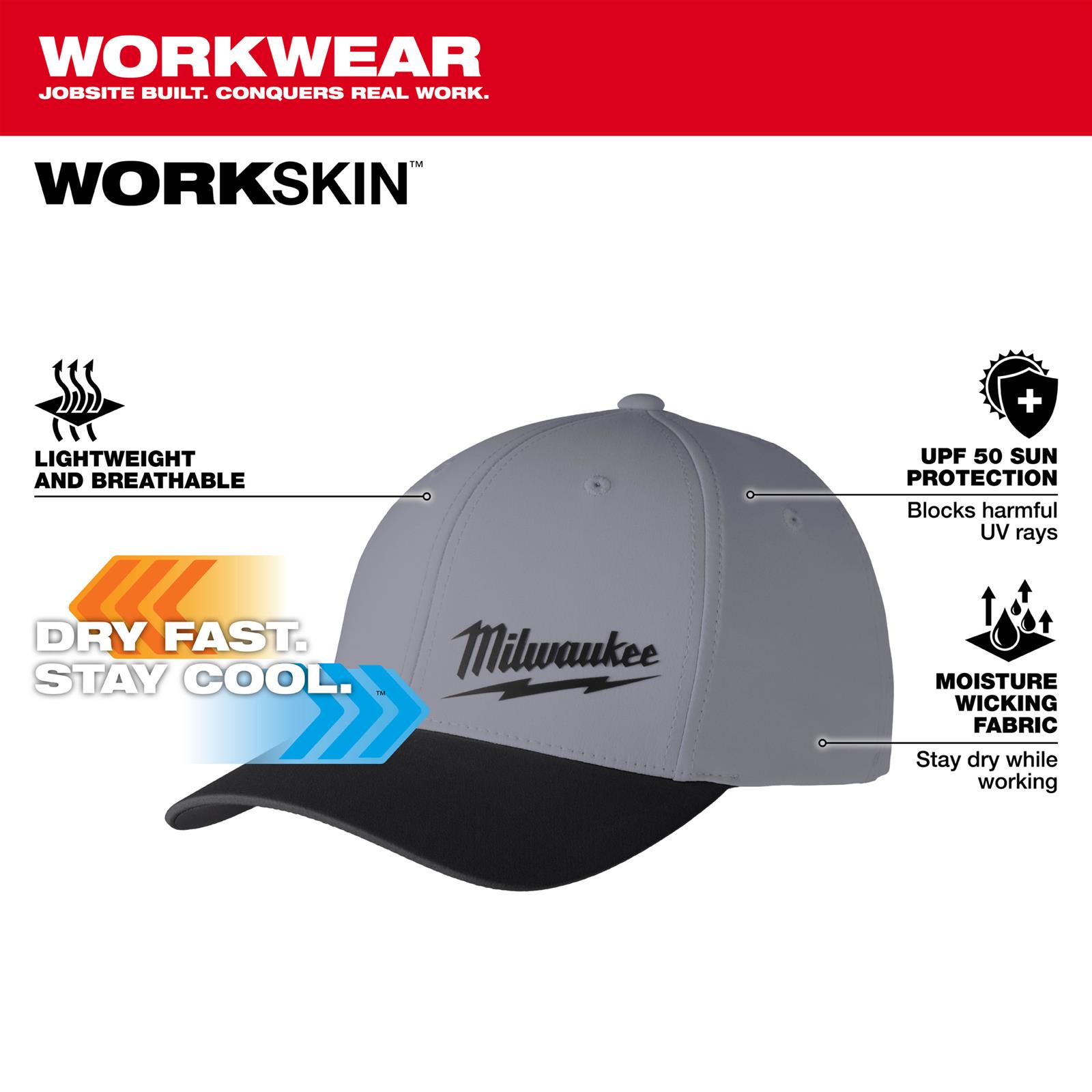 Milwaukee Tool 507DG-SM Milwaukee WORKSKIN Performance Fitted Hats ...