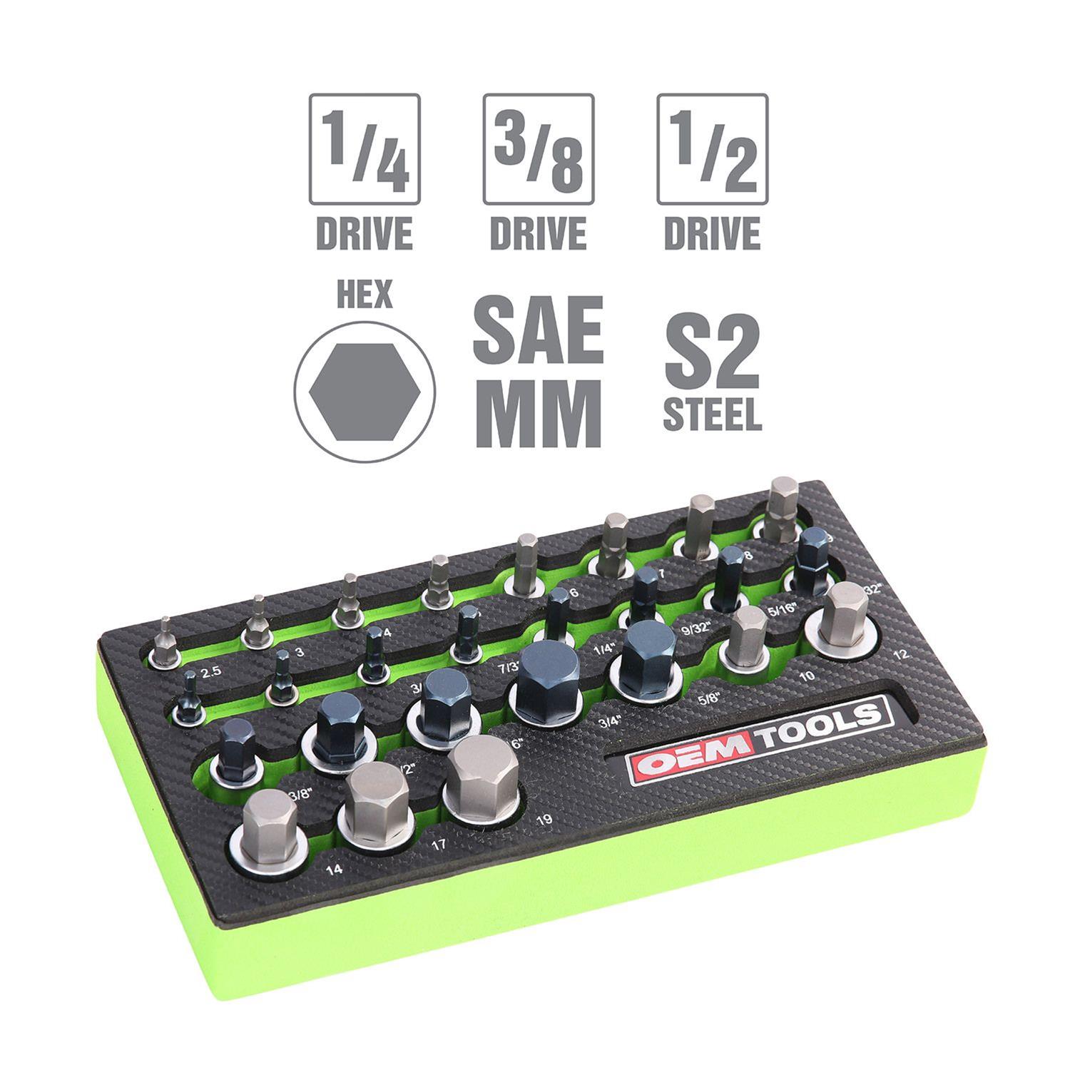 OEMTools 23990 OEM Automotive Tools 26-Piece Master SAE and Metric Hex ...