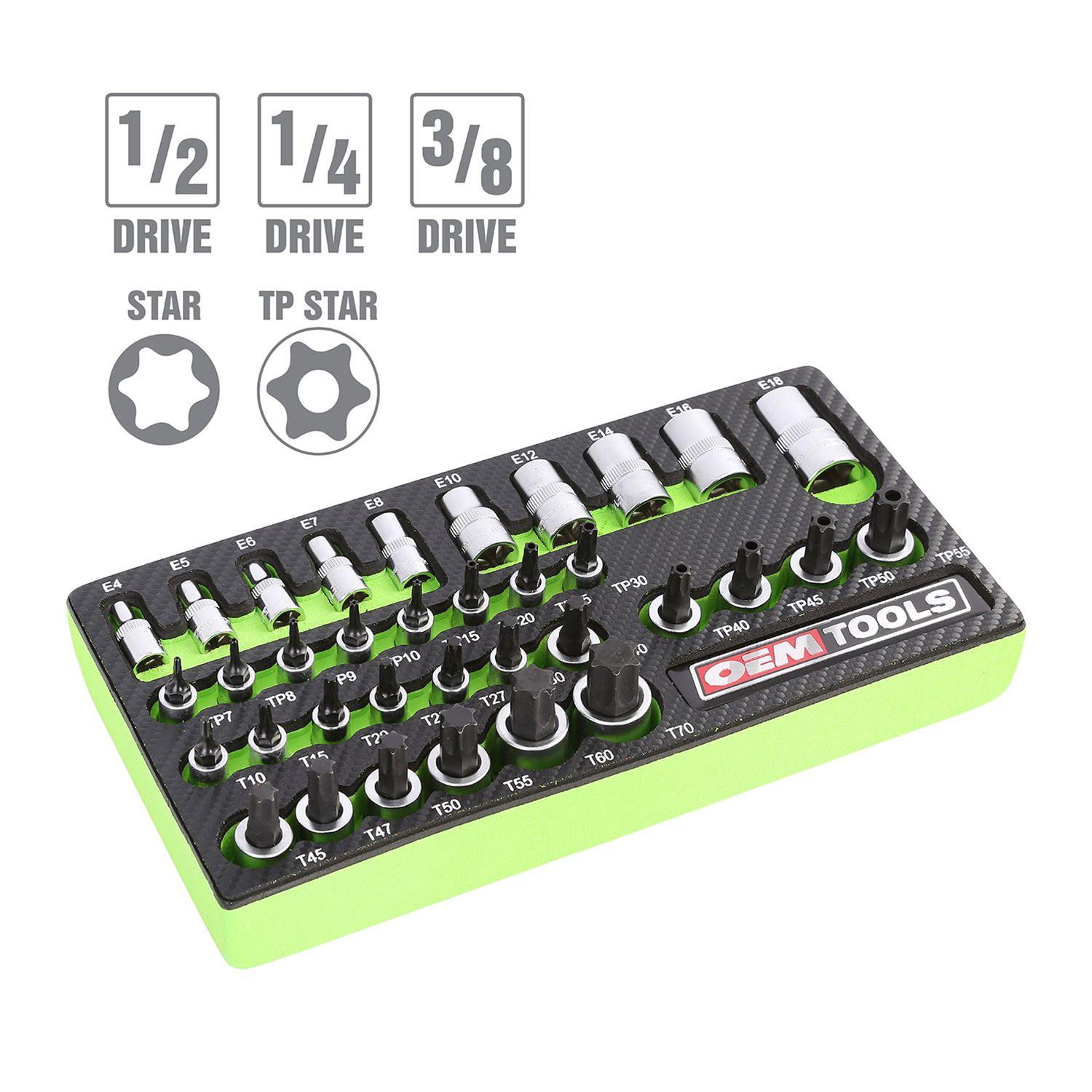 OEMTools 23991 OEM Automotive Tools 35-Piece Multi-Drive Star Socket ...