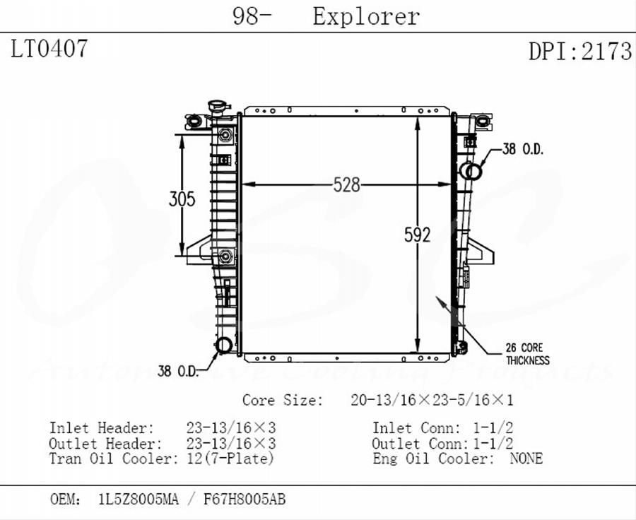 FORD RANGER OSC Automotive Products 2173 OSC Automotive Radiators ...