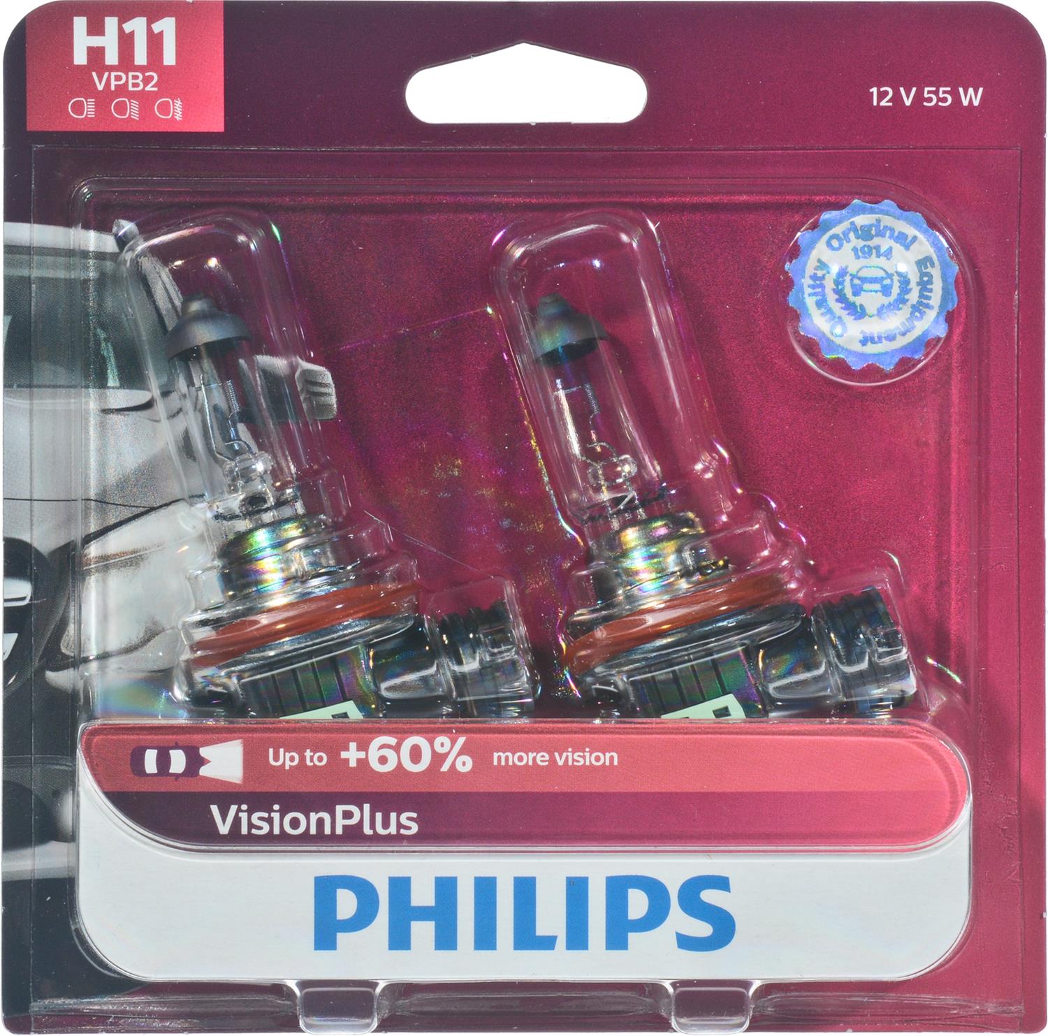 Philips Auto Lighting H11VPB2 Philips VisionPlus Headlight Bulbs ...