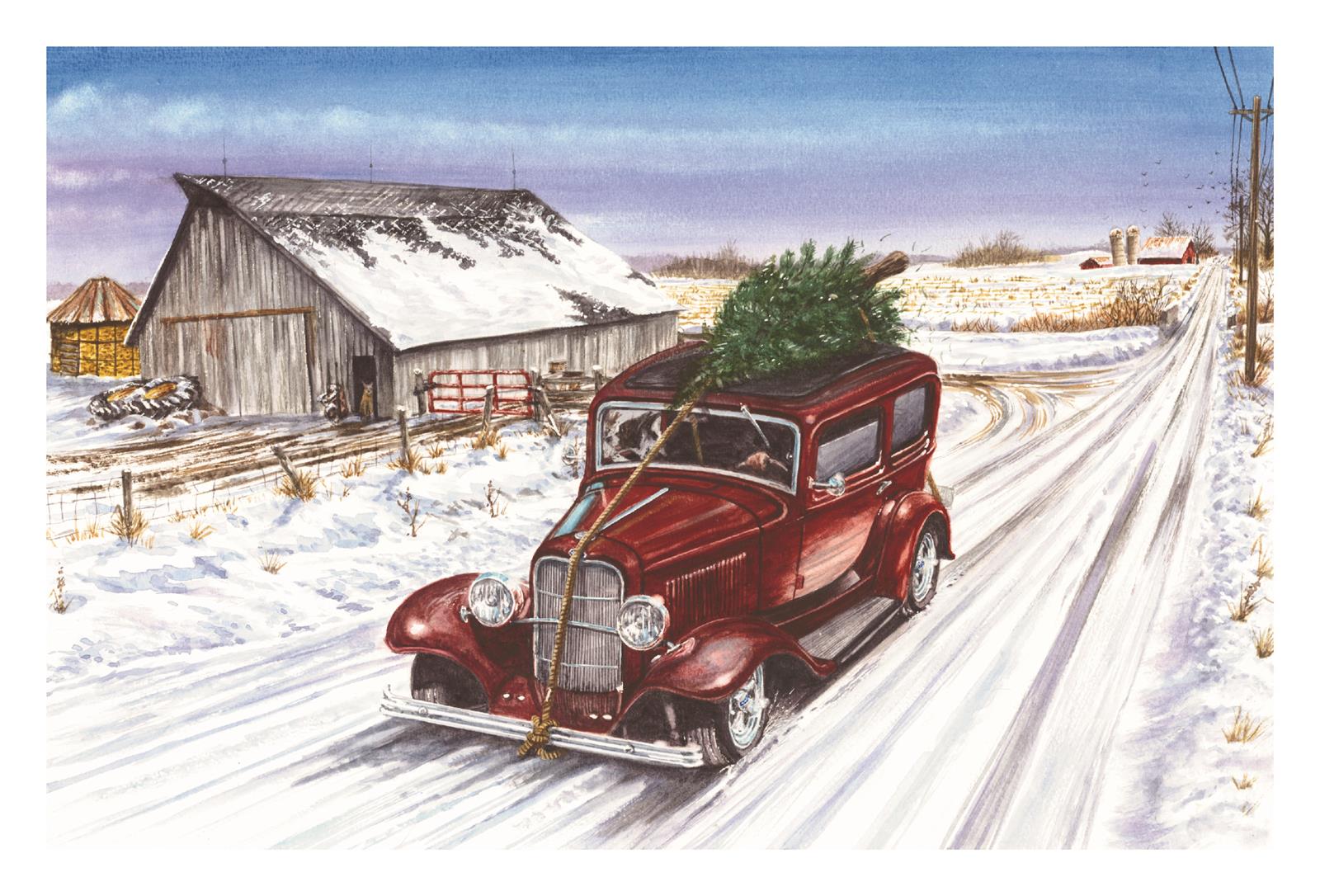 Summit Gifts CC11199 Street Rod and Christmas Tree Christmas Card Set ...