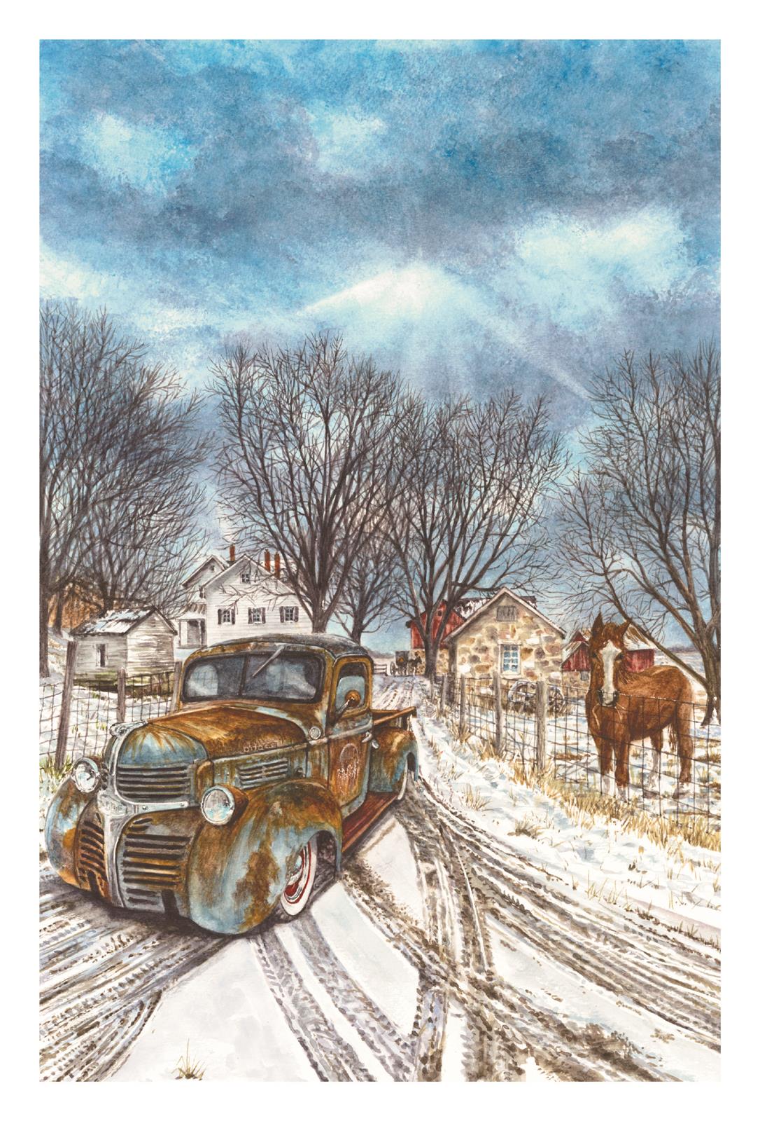 Summit Gifts CC11204 Old Pickup in Front of Old Farm Christmas Cards ...