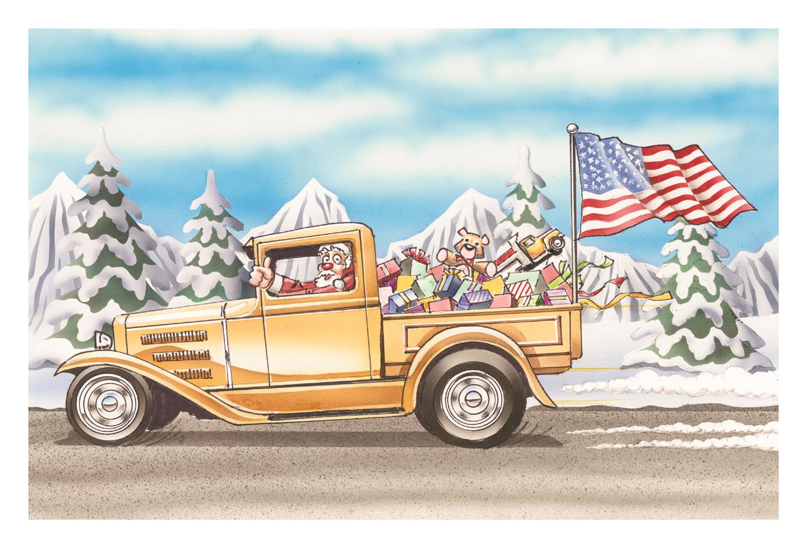 Summit Gifts CC11229 Santa's Patriotic Gold Pickup Truck Christmas ...