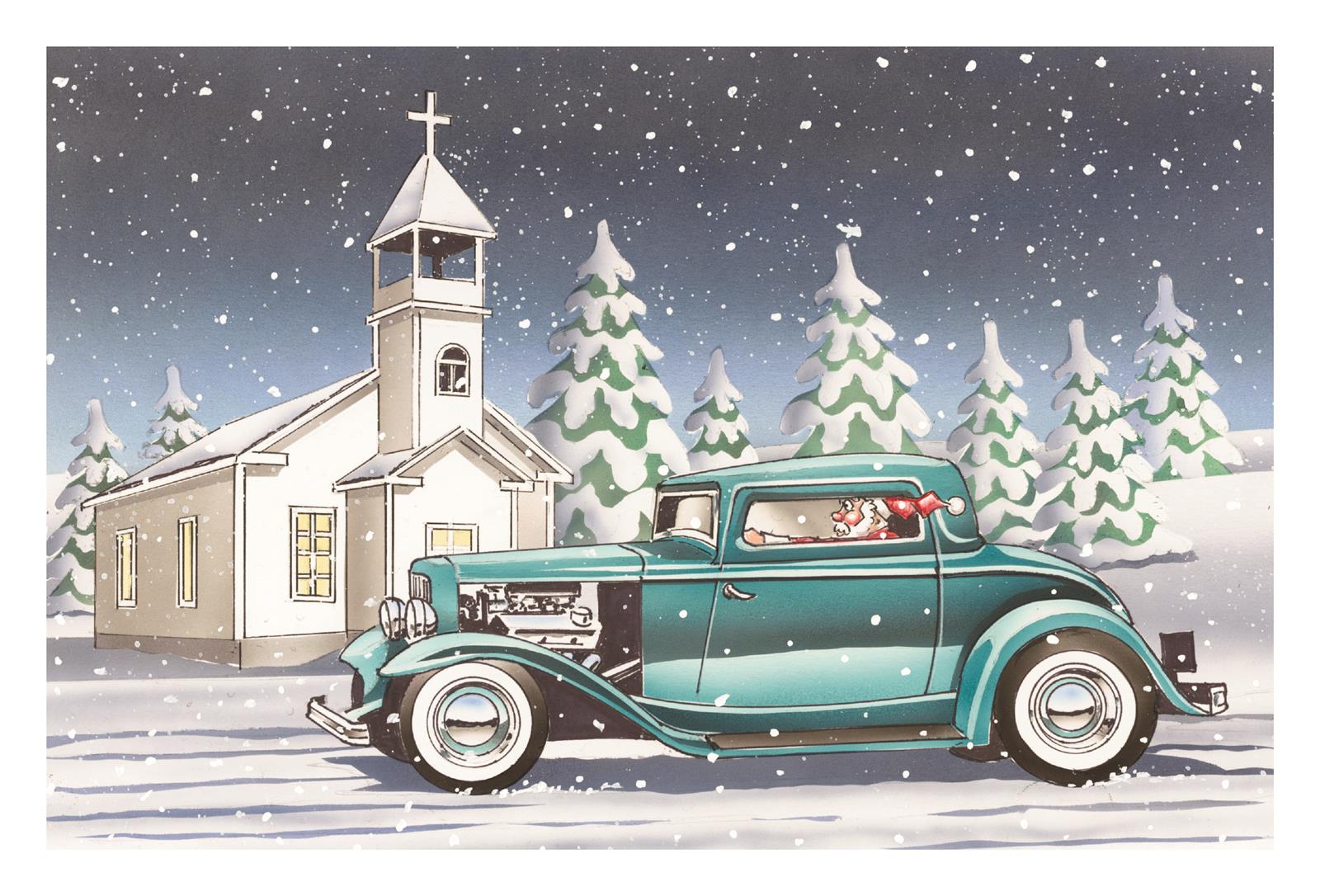 Summit Gifts CC11234 Street Rod and Church Christmas Cards | Summit Racing