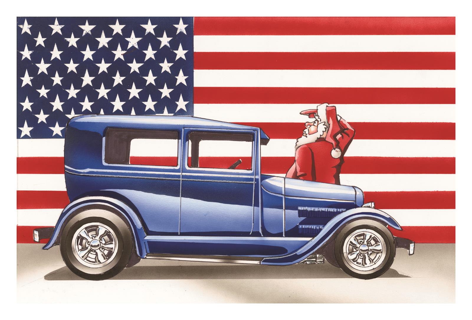 Summit Gifts CC11235 Santa Salutes the Flag with His Street Rod ...
