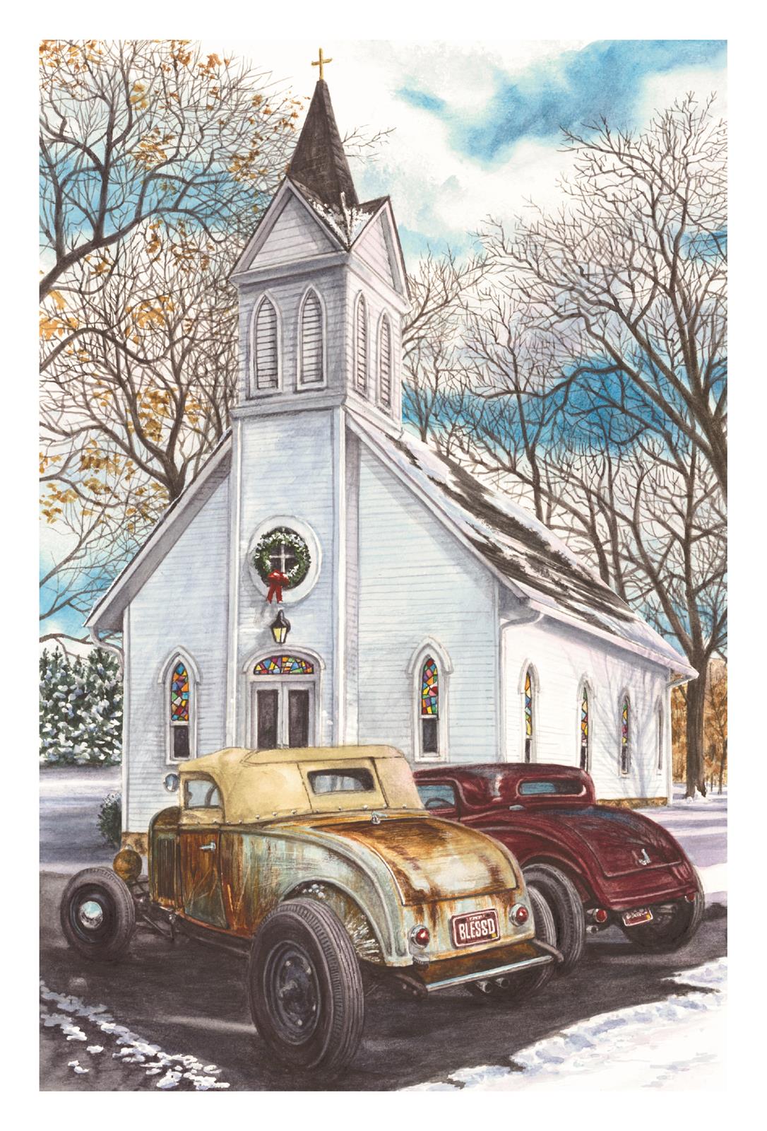 Summit Gifts CC11238 Rat Rod and Street Rod at Church Christmas Cards ...