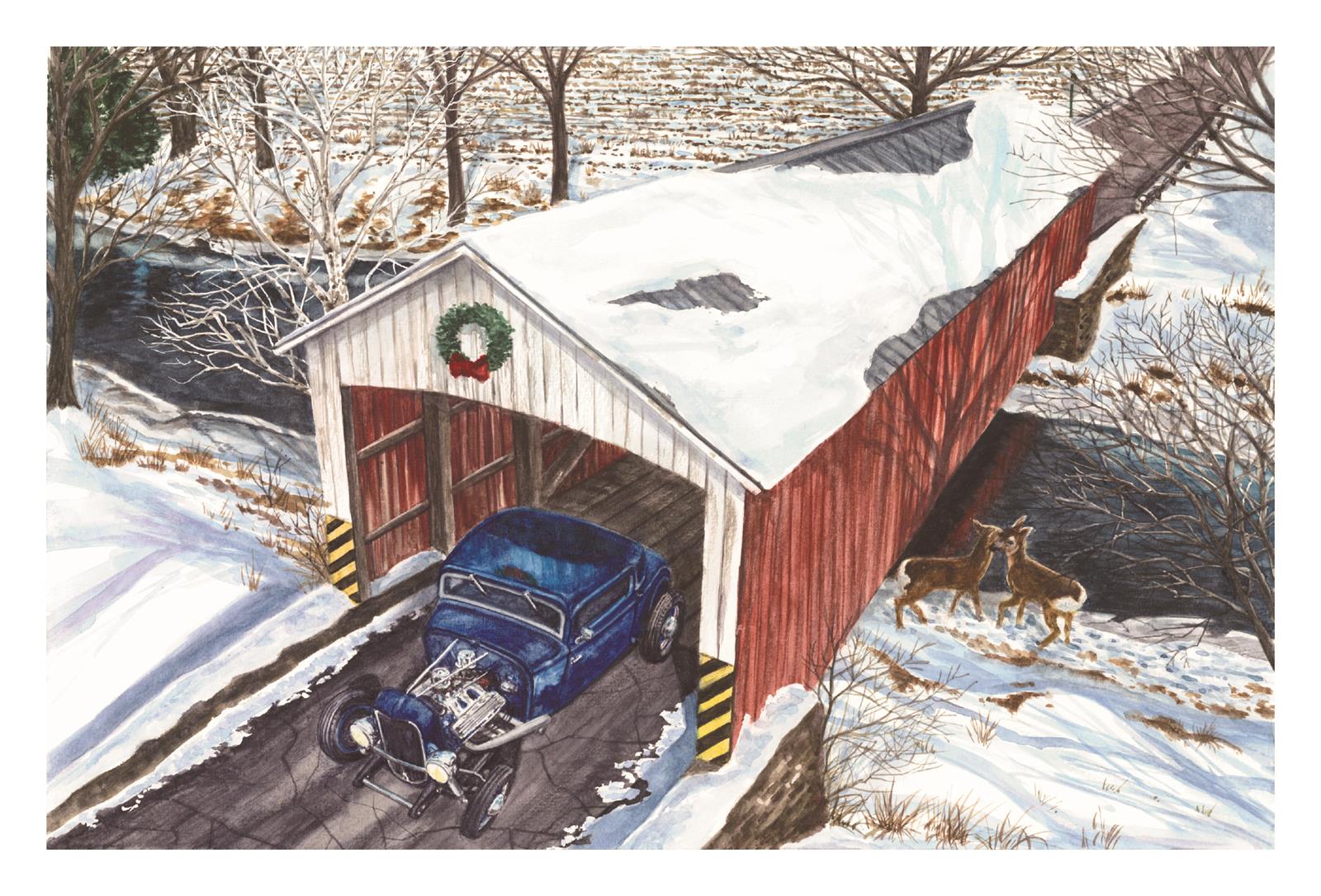 Summit Gifts CC11250 Street Rod Crossing Covered Bridge Christmas Cards ...