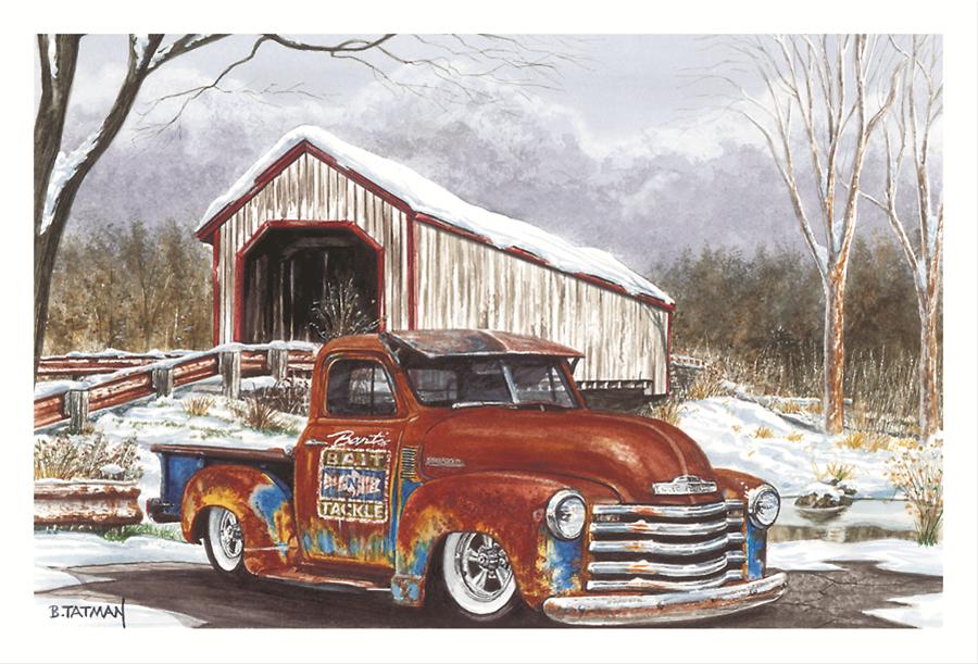 Summit Gifts CC762 Old Pickup in Front of Old Covered Bridge Christmas ...